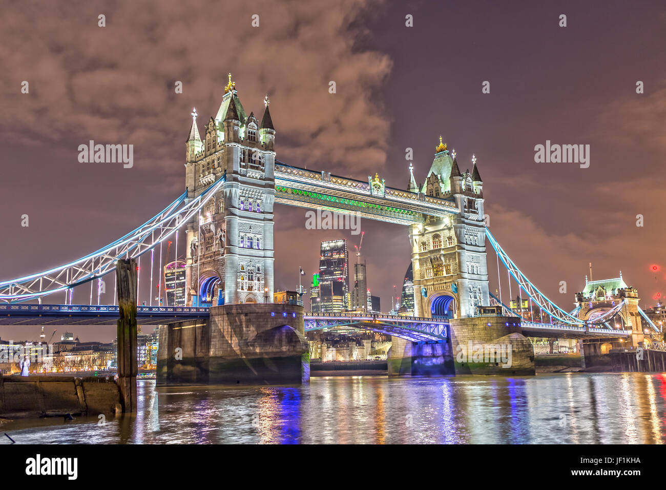 London Tower Bridge at Night Stock Photo - Alamy