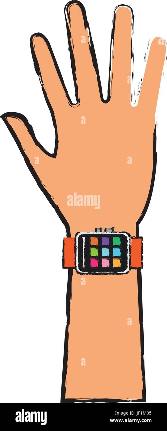 hand man with smart watch technology Stock Vector Image & Art - Alamy