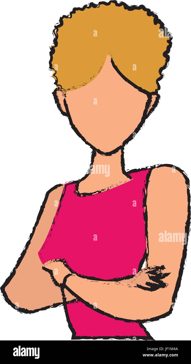 Cartoon woman folded arms hi-res stock photography and images - Alamy