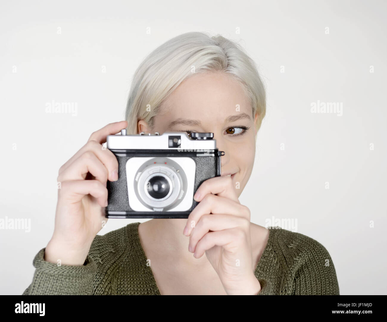 woman with old camera Stock Photo - Alamy