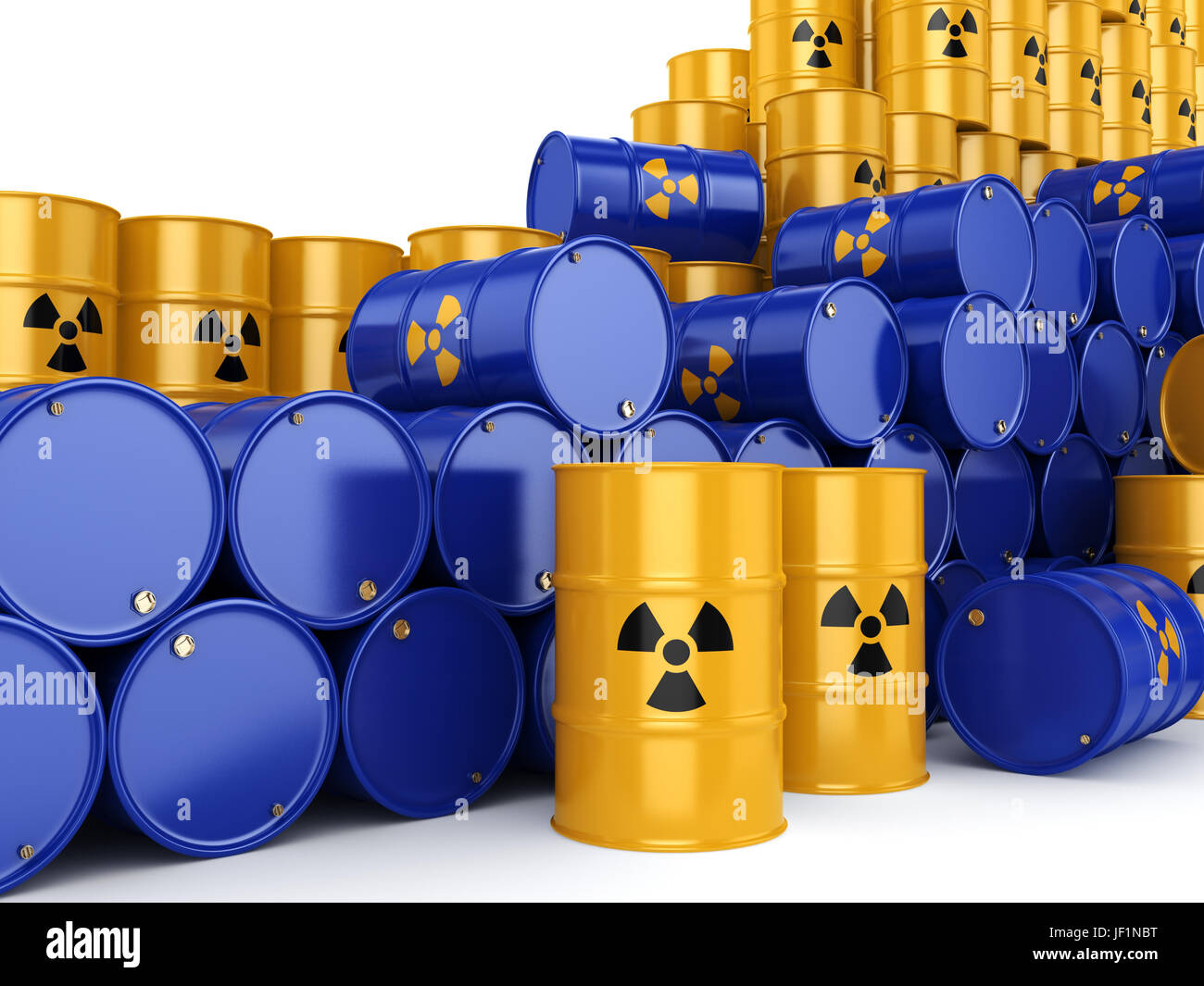 3D rendering radioactive barrels Stock Photo - Alamy