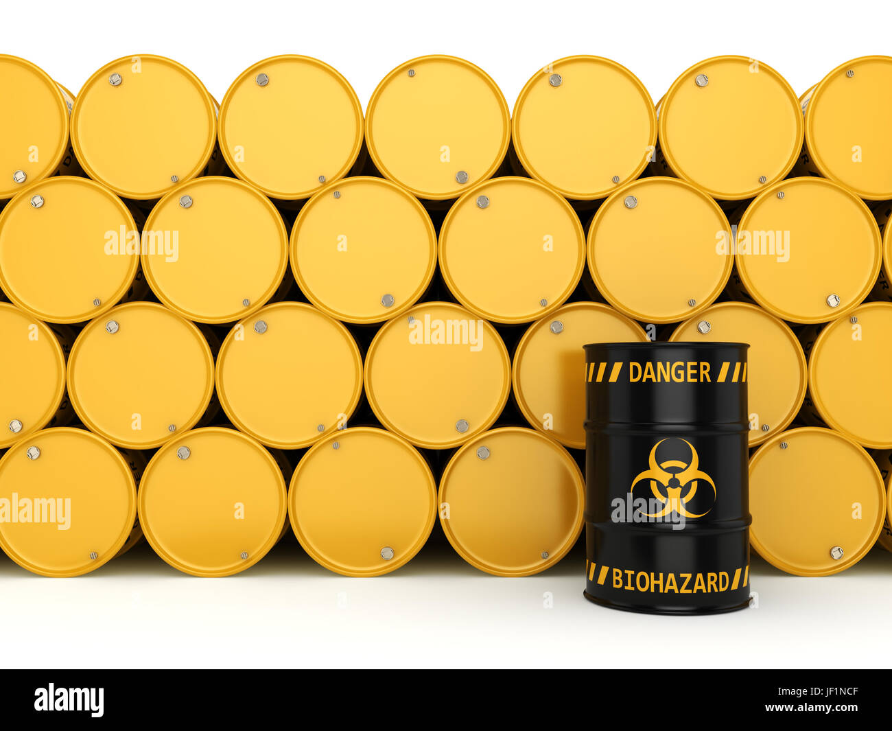 3D rendering biohazard barrels Stock Photo - Alamy