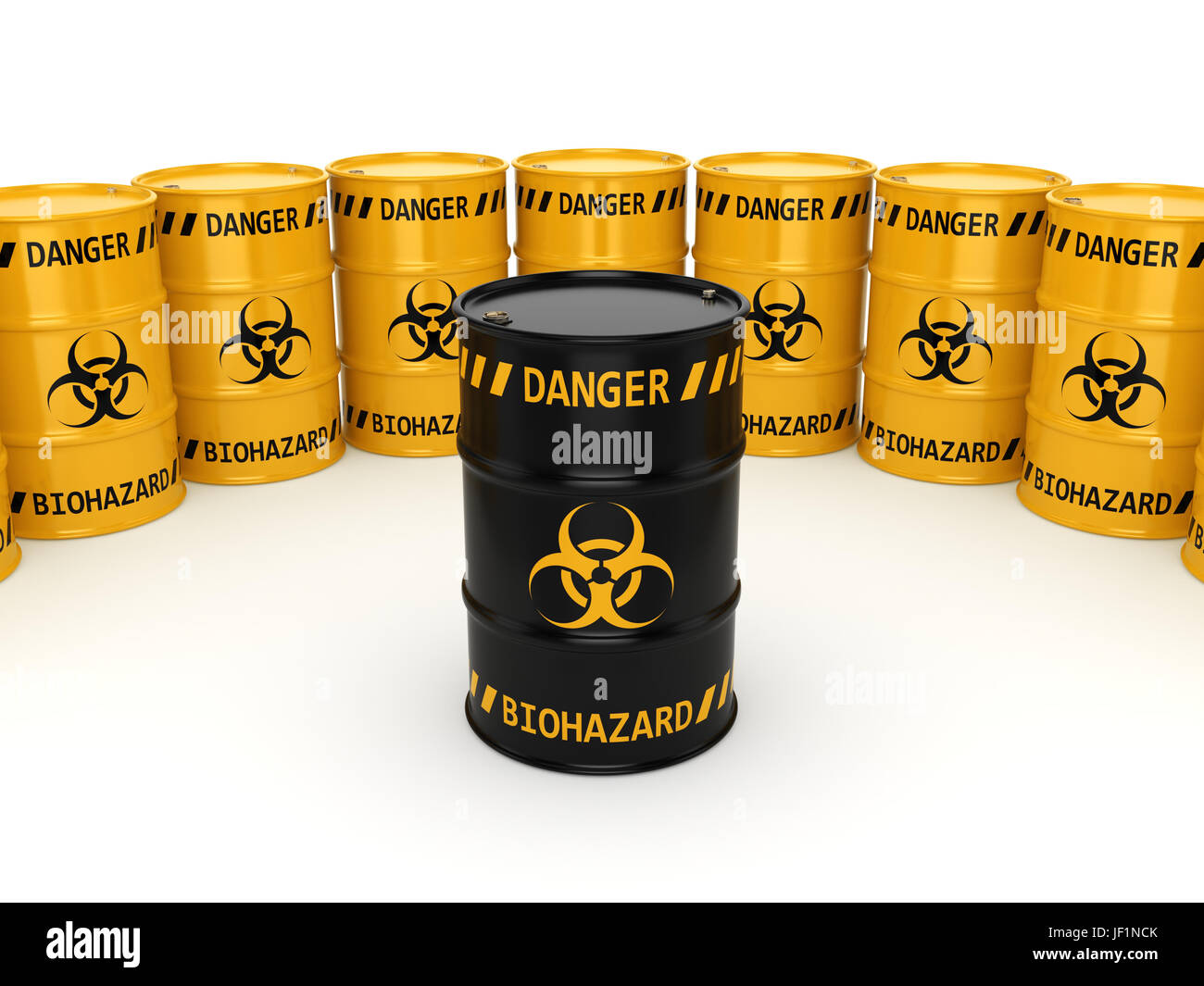 3D rendering biohazard barrels Stock Photo - Alamy