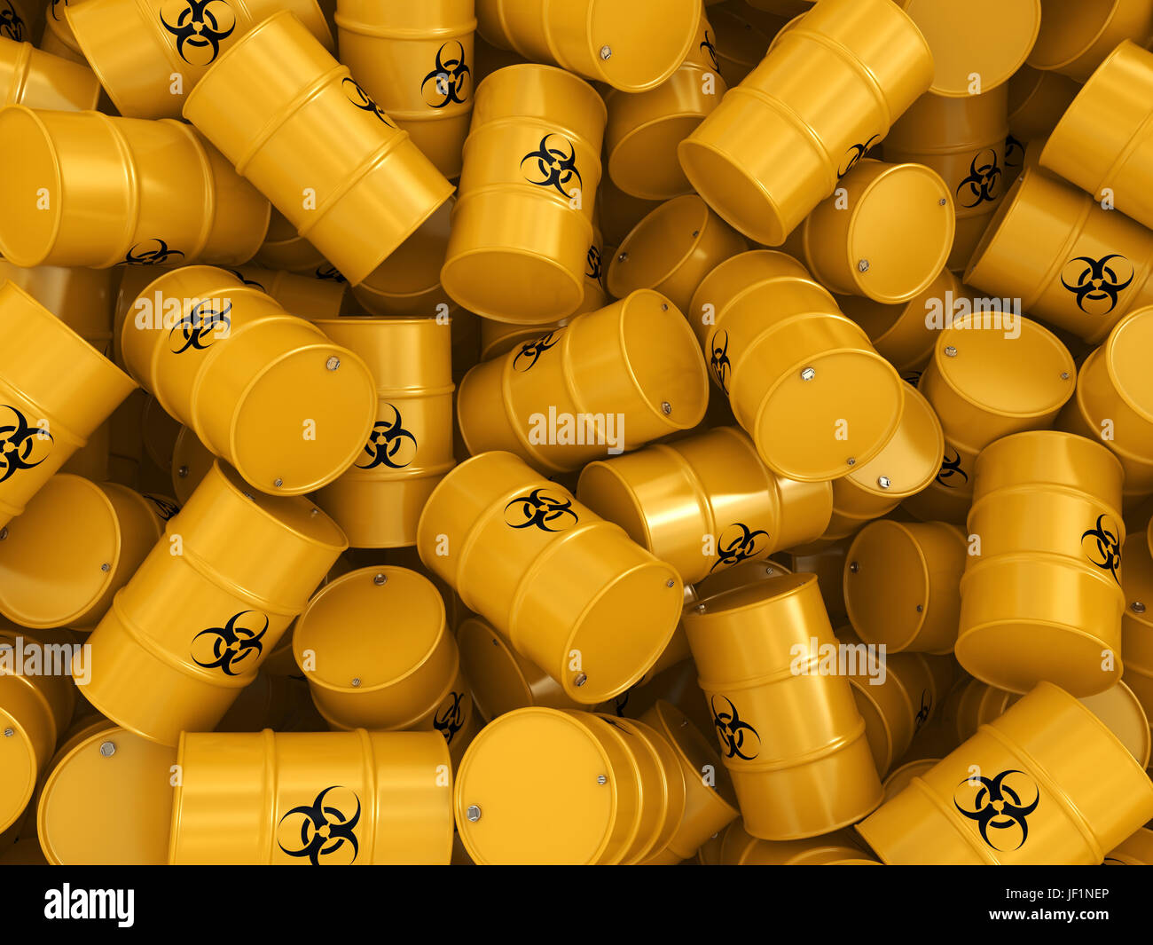 3D rendering biohazard barrels Stock Photo - Alamy