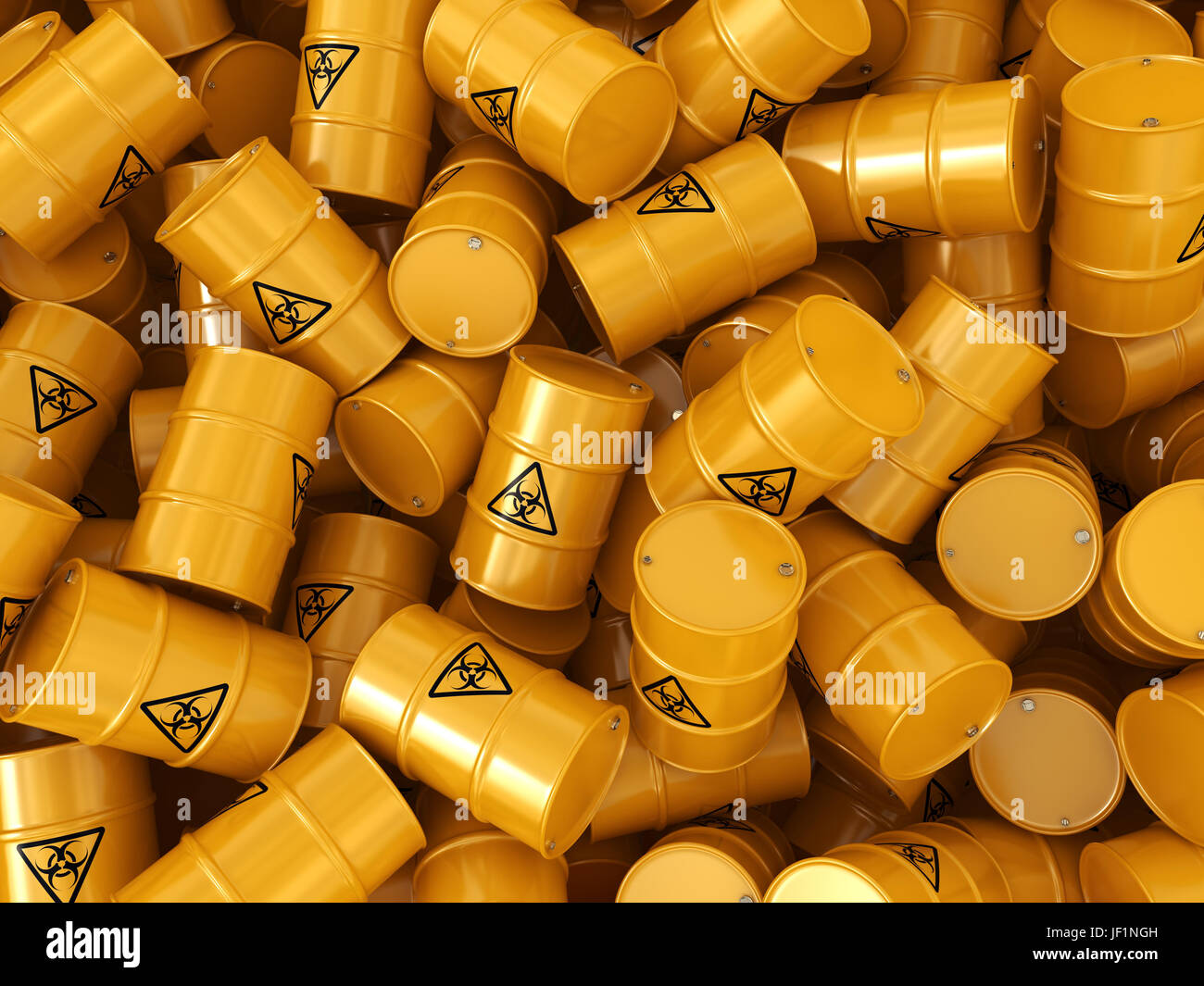 3D rendering biohazard barrels Stock Photo - Alamy