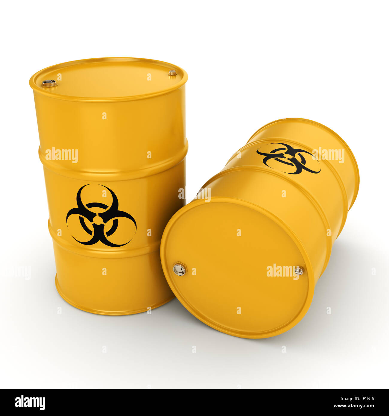 3D rendering biohazard barrels Stock Photo - Alamy