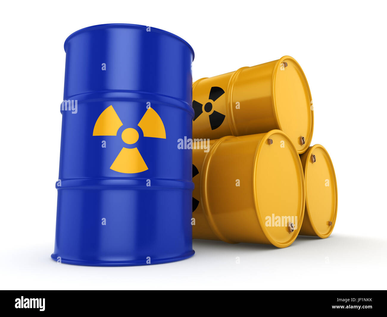 3D rendering radioactive barrels Stock Photo - Alamy