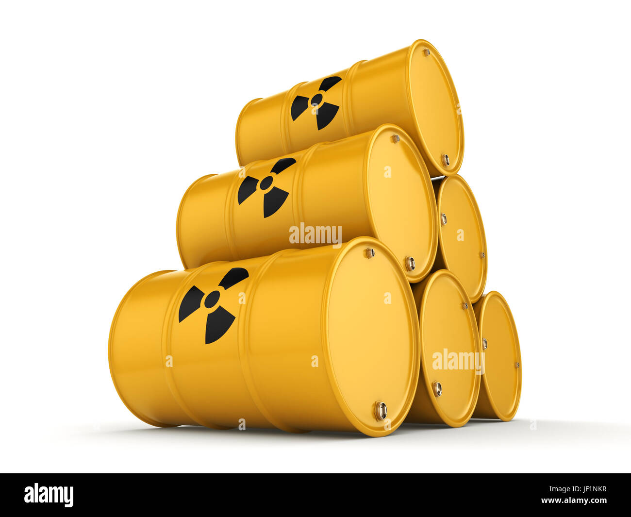 3D rendering radioactive barrels Stock Photo - Alamy