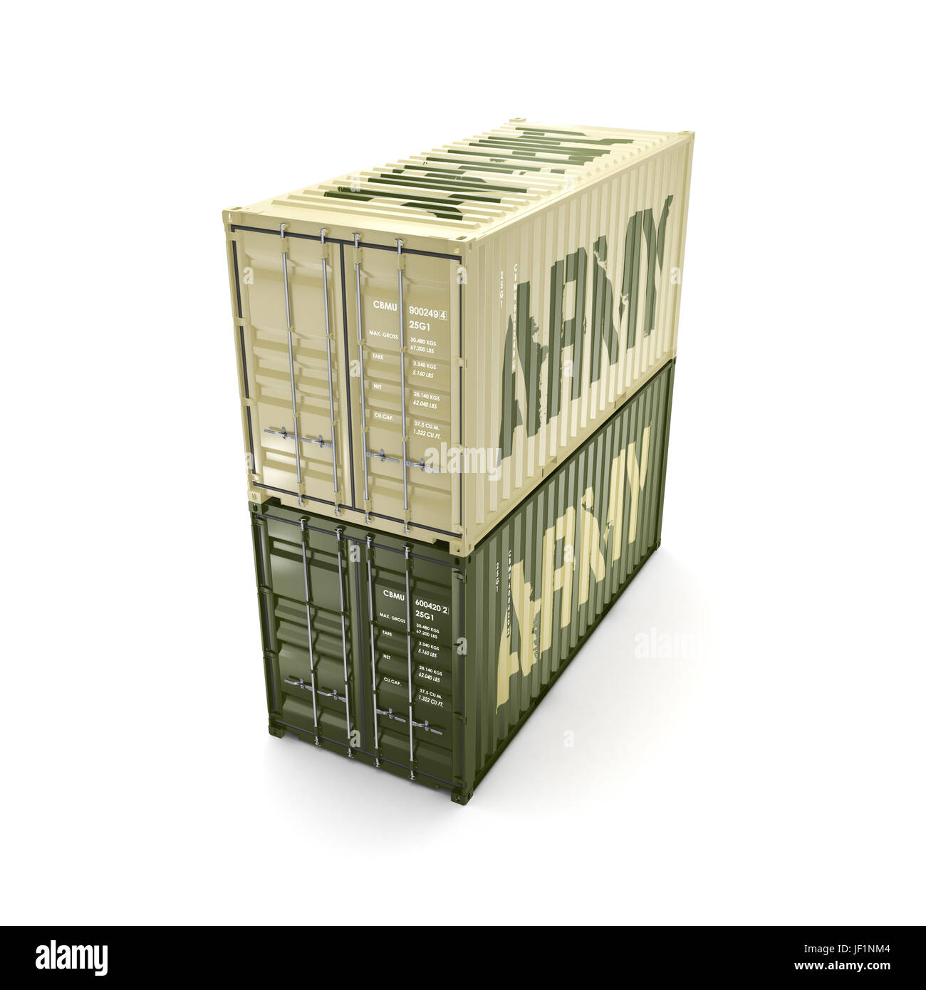 3D rendering army containers Stock Photo - Alamy