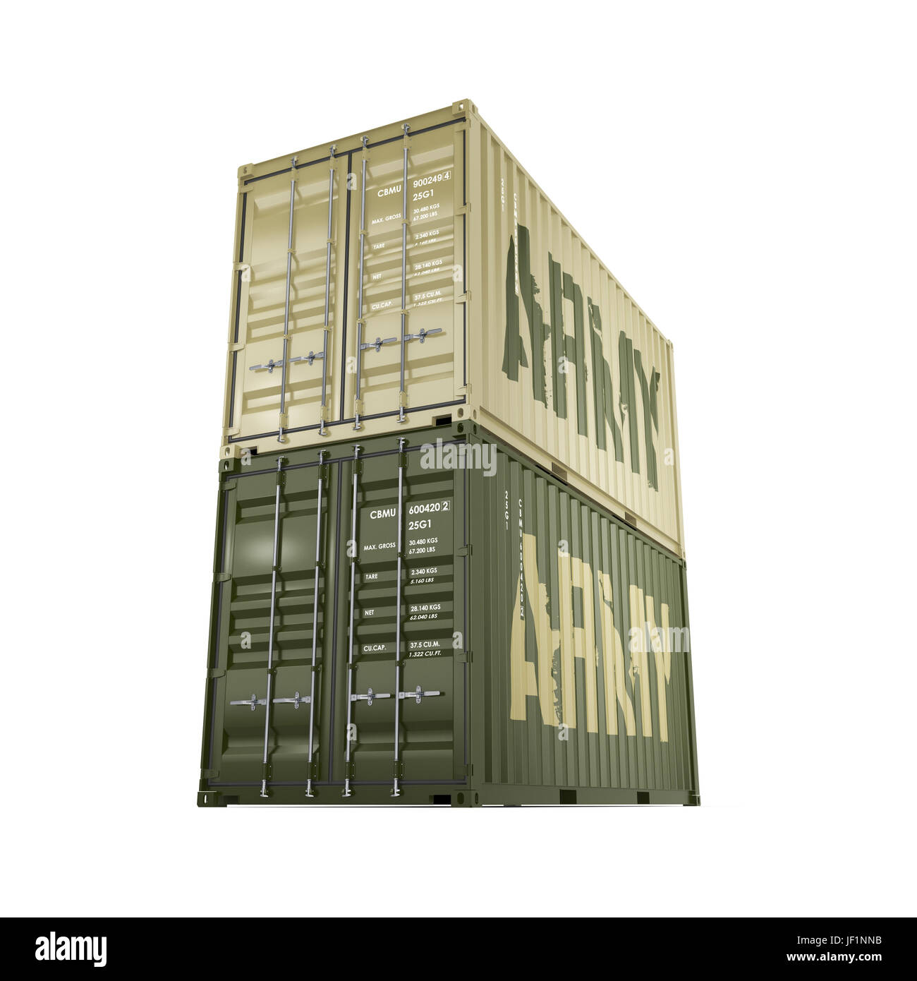 3D rendering army containers Stock Photo - Alamy
