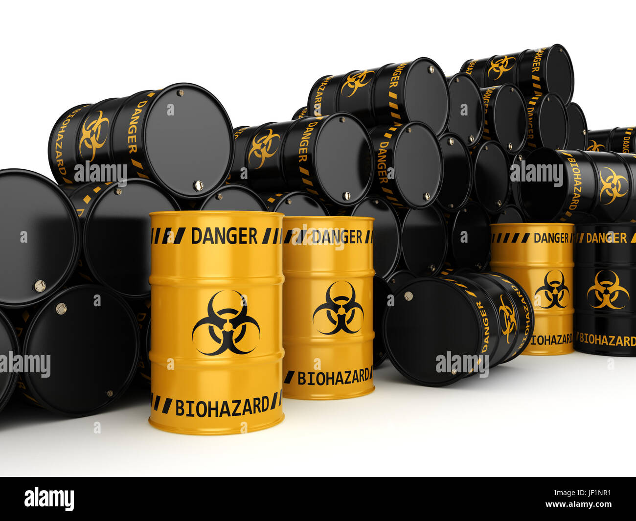 3D rendering biohazard barrels Stock Photo - Alamy