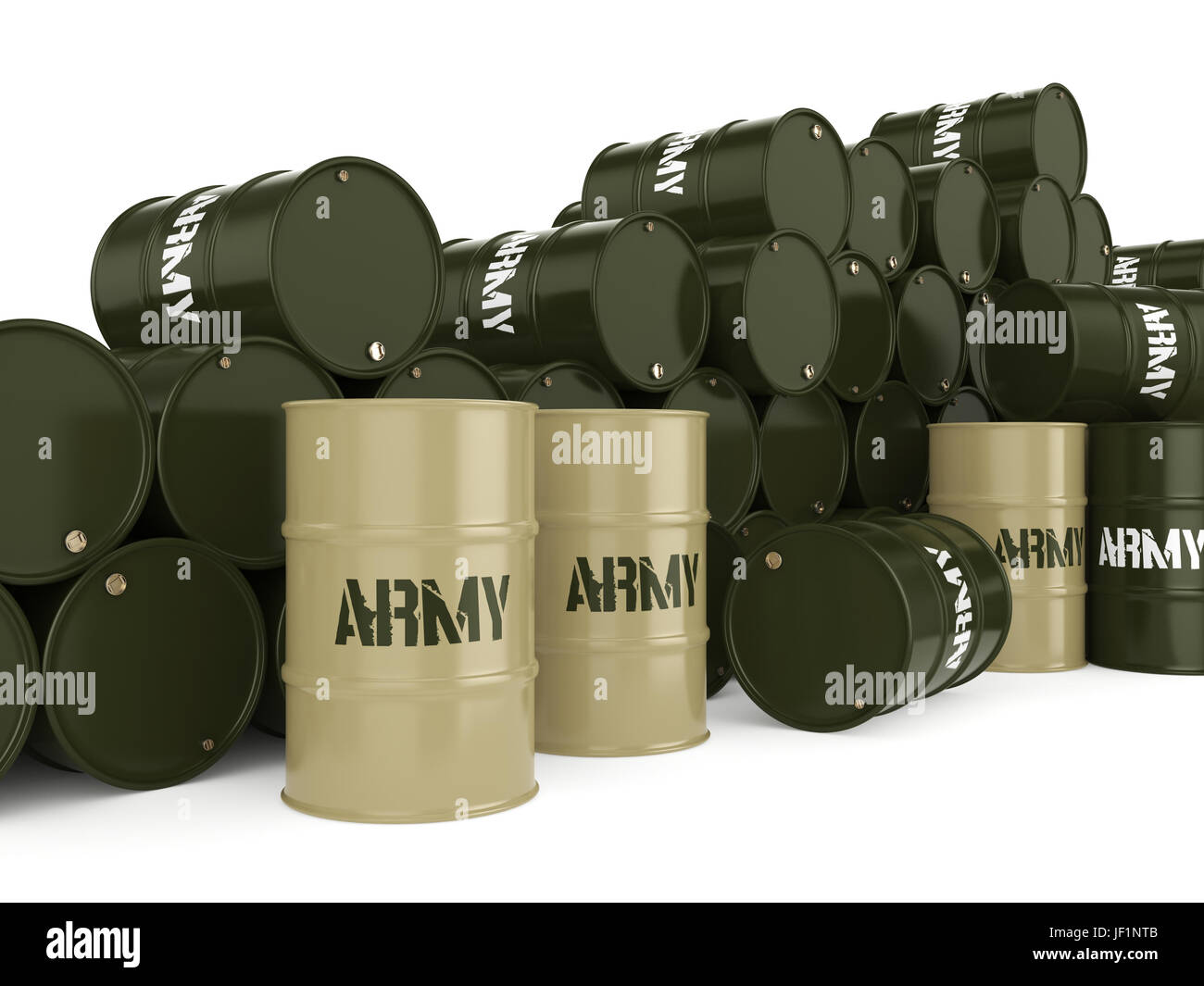 3D rendering army barrels Stock Photo - Alamy