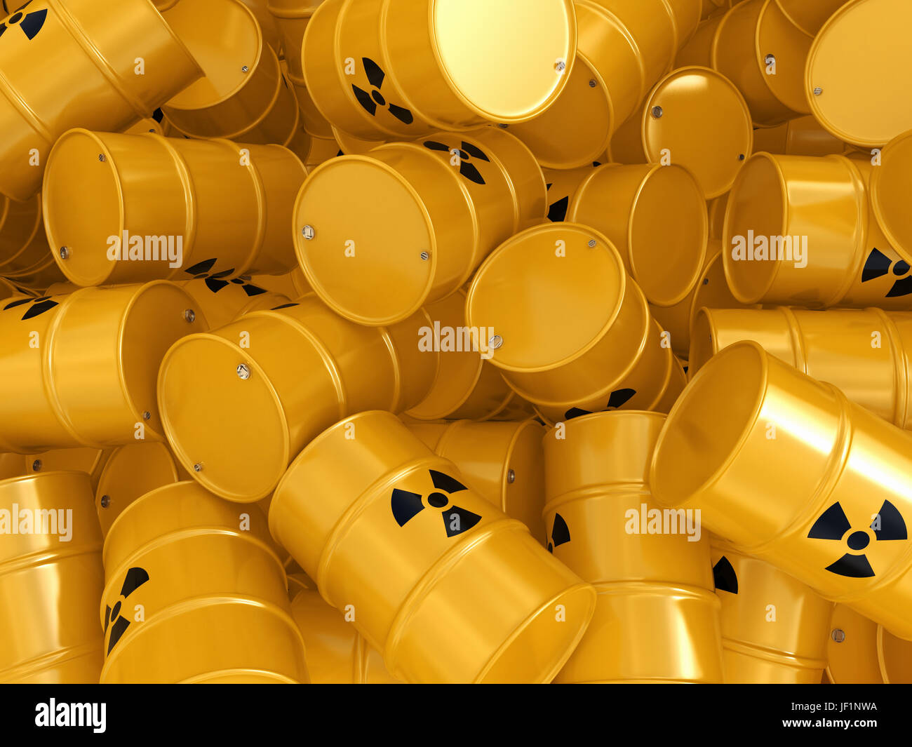 3D rendering radioactive barrels Stock Photo - Alamy