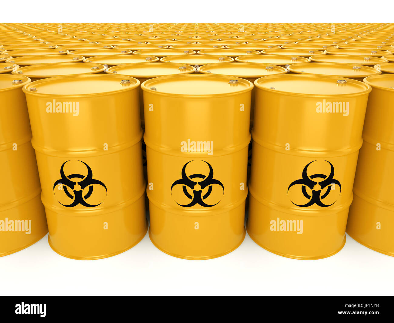 3D rendering biohazard barrels Stock Photo - Alamy