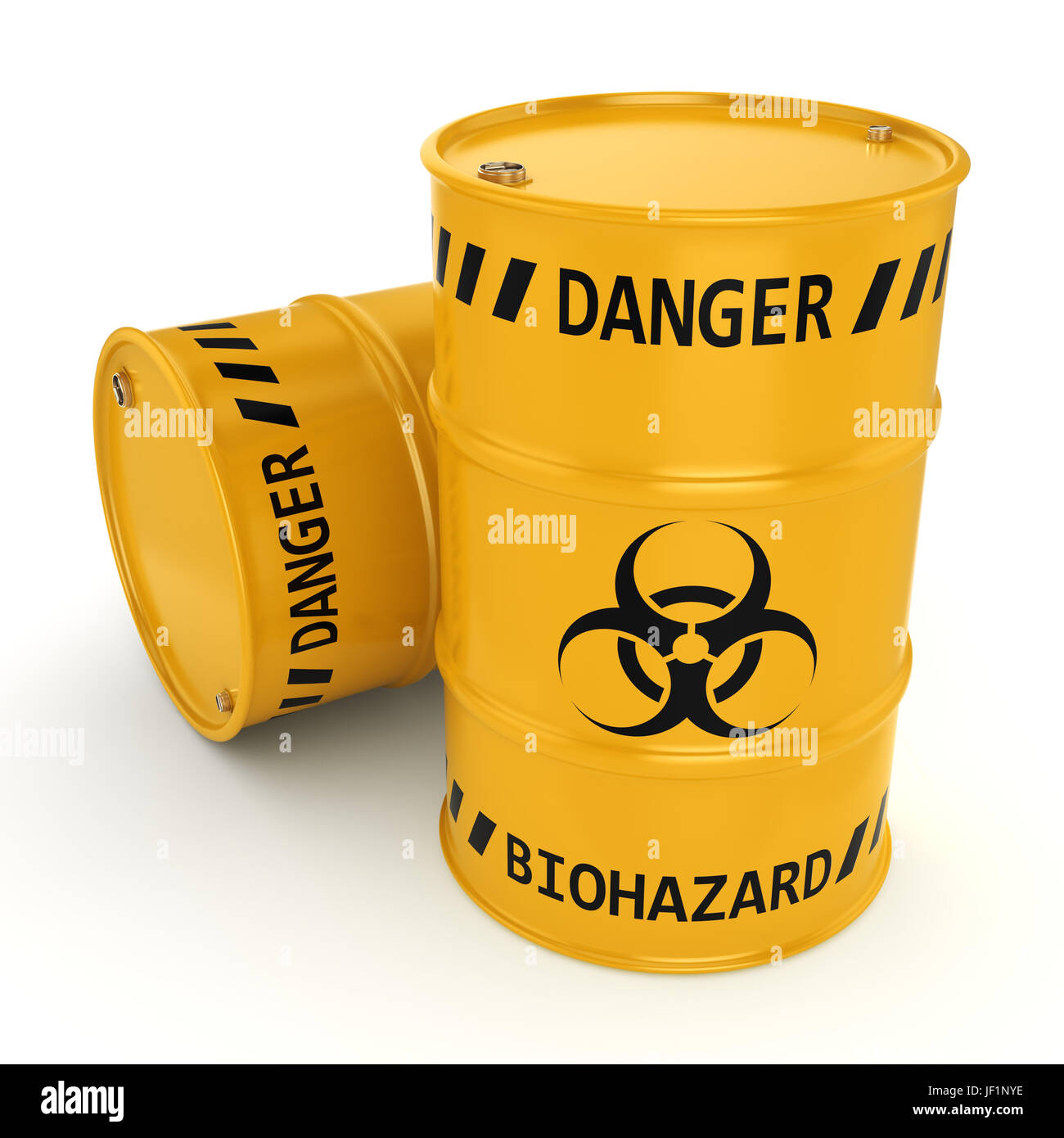 3D rendering biohazard barrels Stock Photo - Alamy