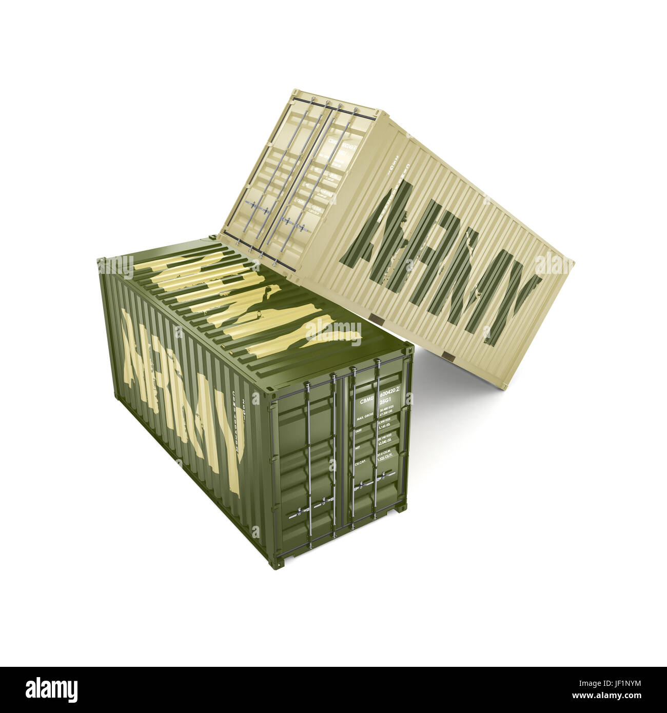 3D rendering army containers Stock Photo - Alamy