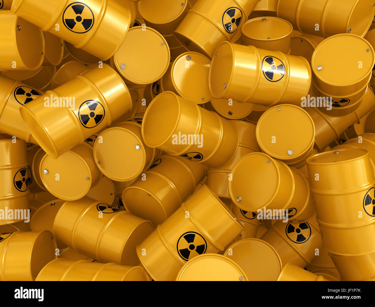 3D rendering radioactive barrels Stock Photo - Alamy