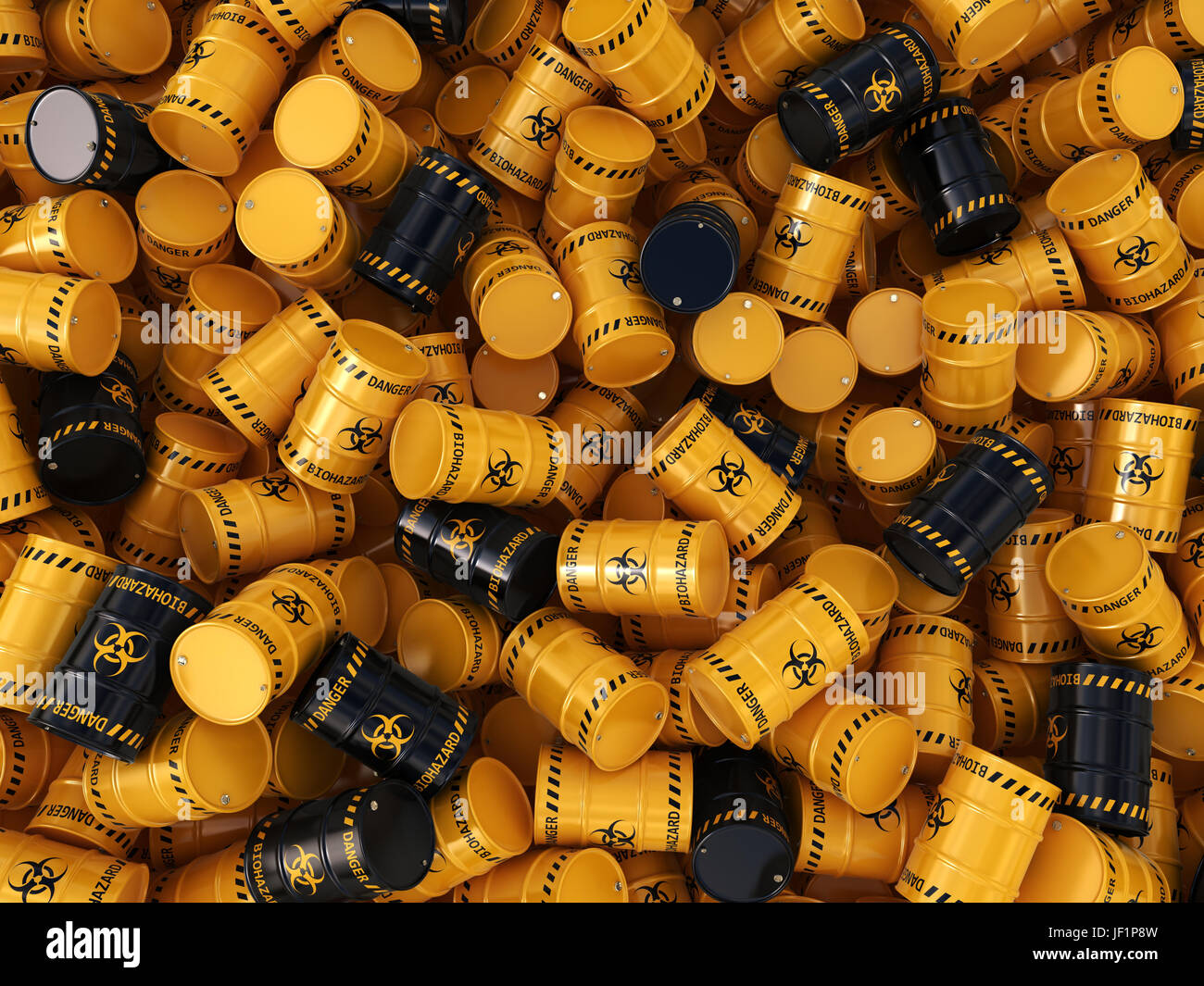 3D rendering biohazard barrels Stock Photo - Alamy