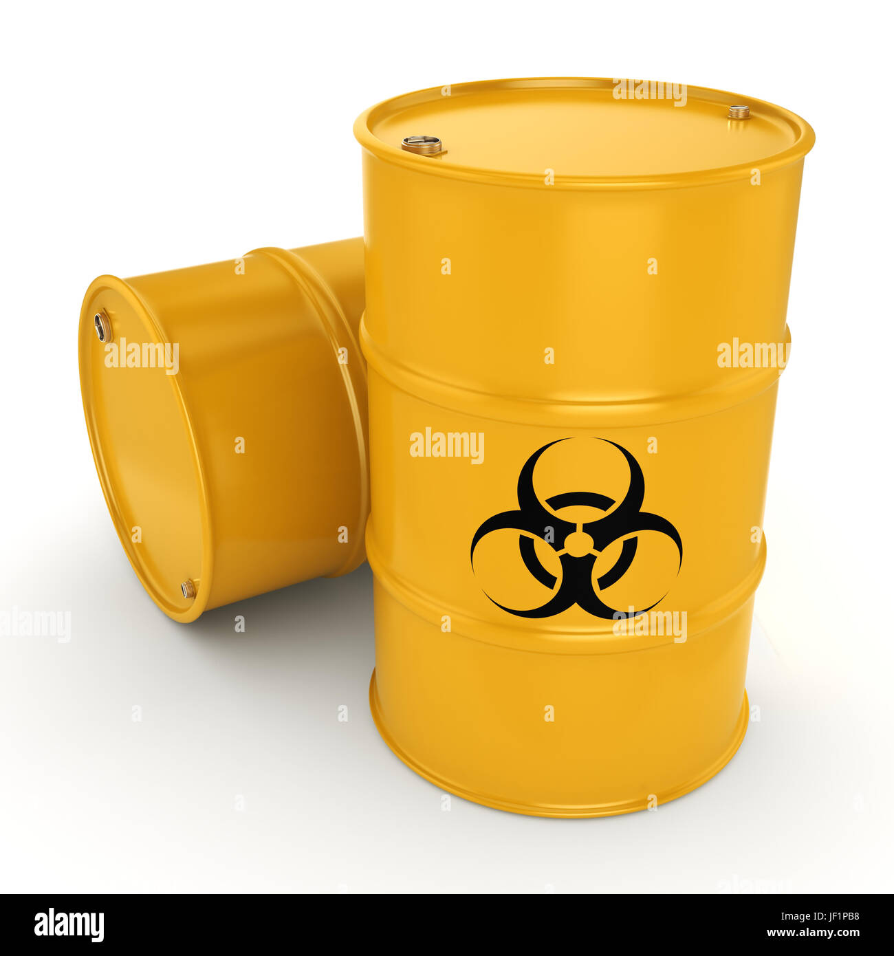 3D rendering biohazard barrels Stock Photo - Alamy