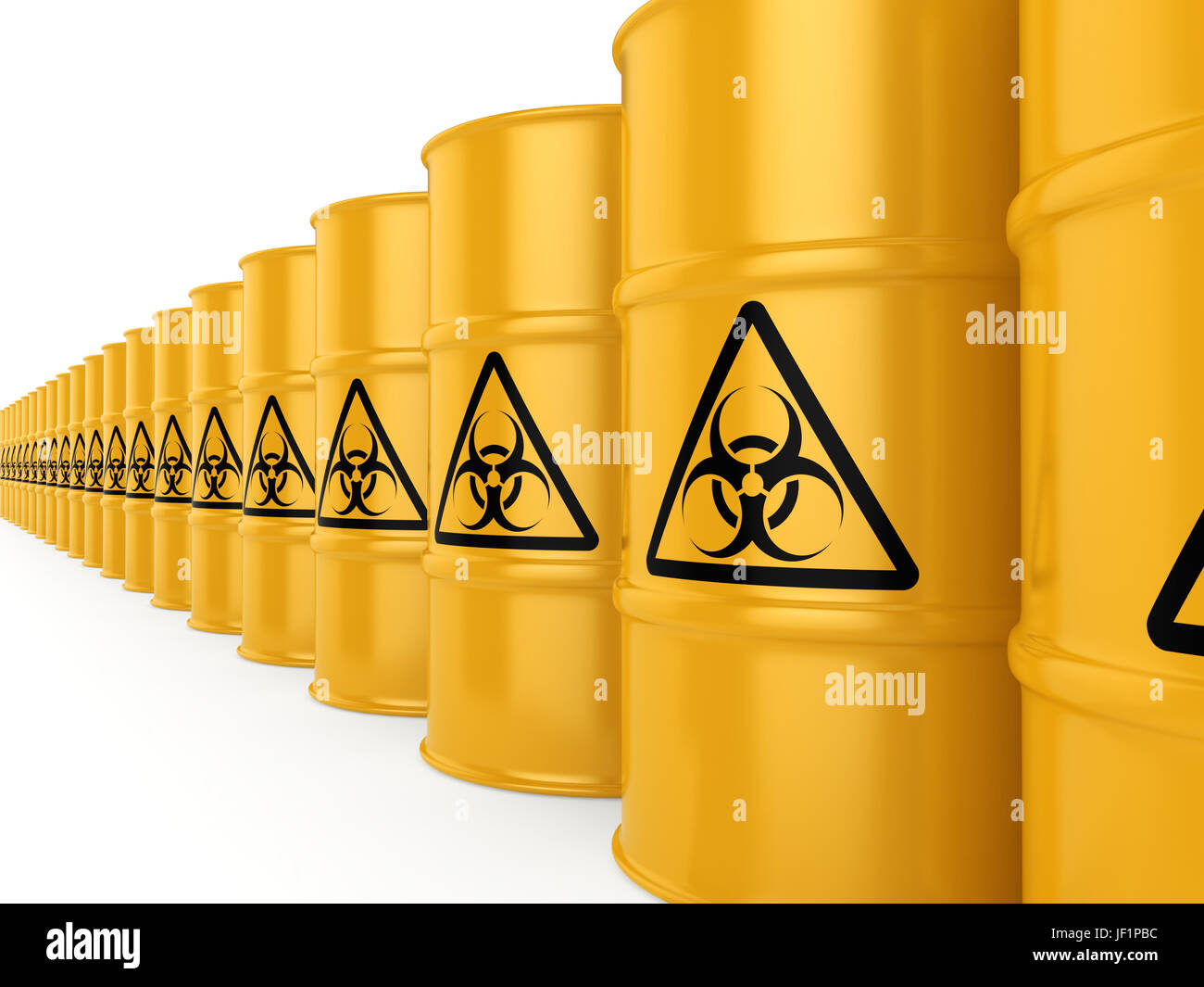 3D rendering biohazard barrels Stock Photo - Alamy