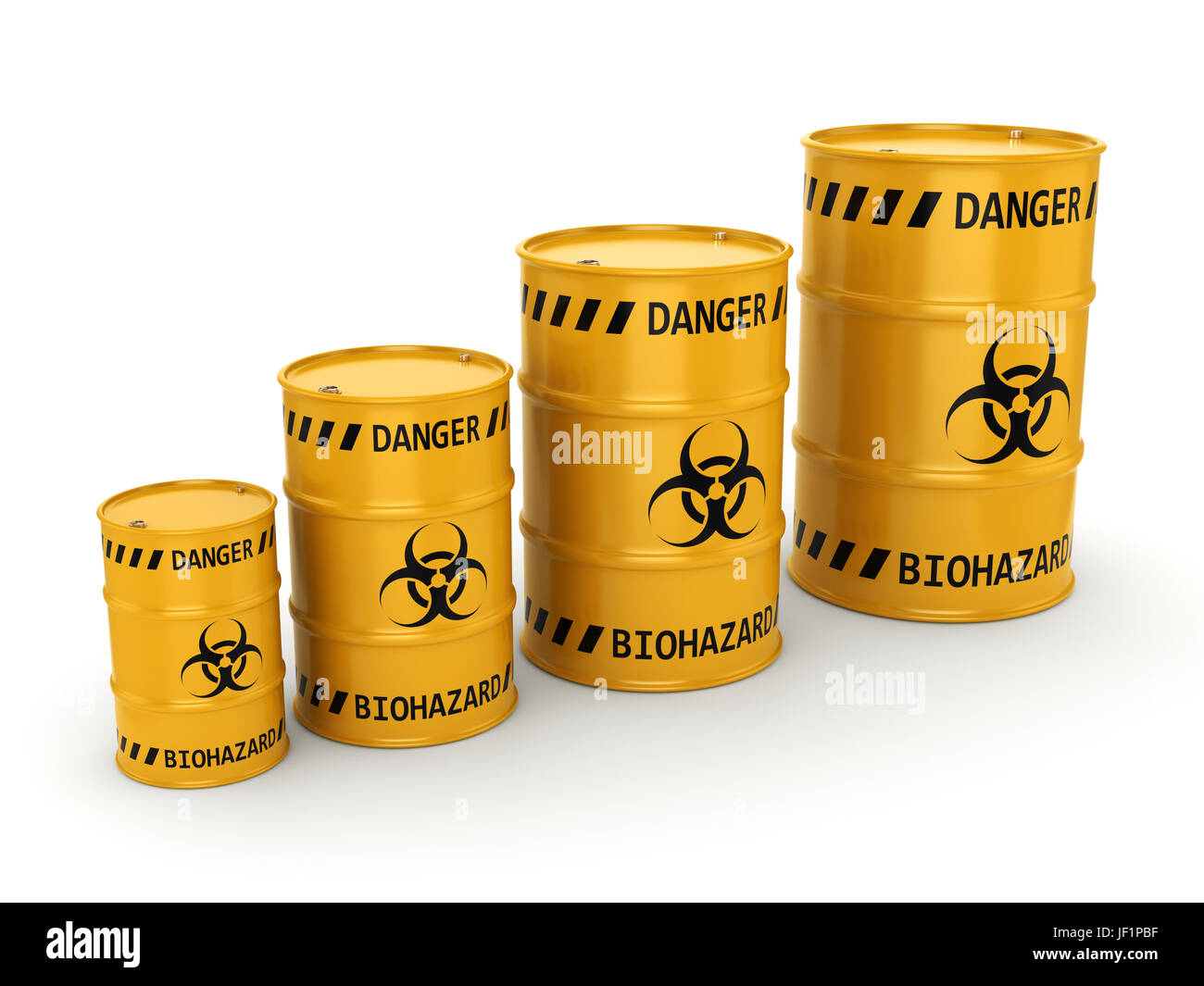 3D rendering biohazard barrels Stock Photo - Alamy