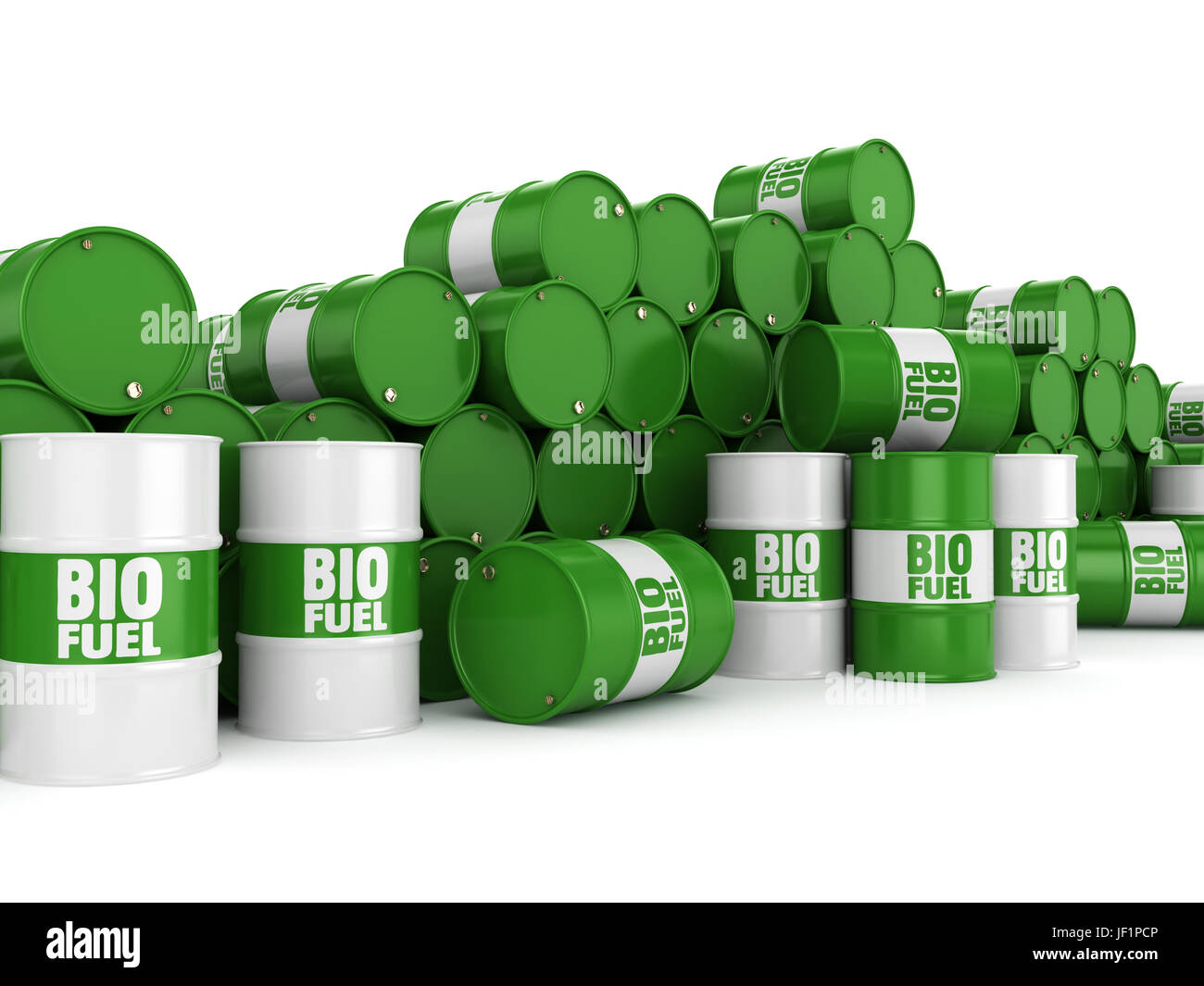 3D rendering barrels of biofuels Stock Photo - Alamy