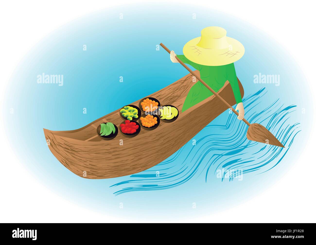 Boat selling food canoe Stock Vector Images - Alamy