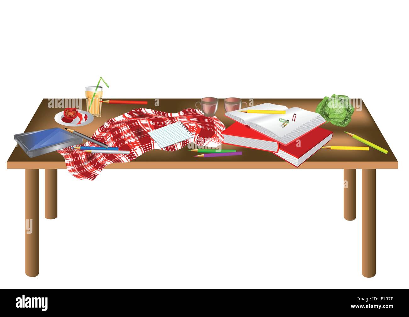 Messy Student Desk Clipart