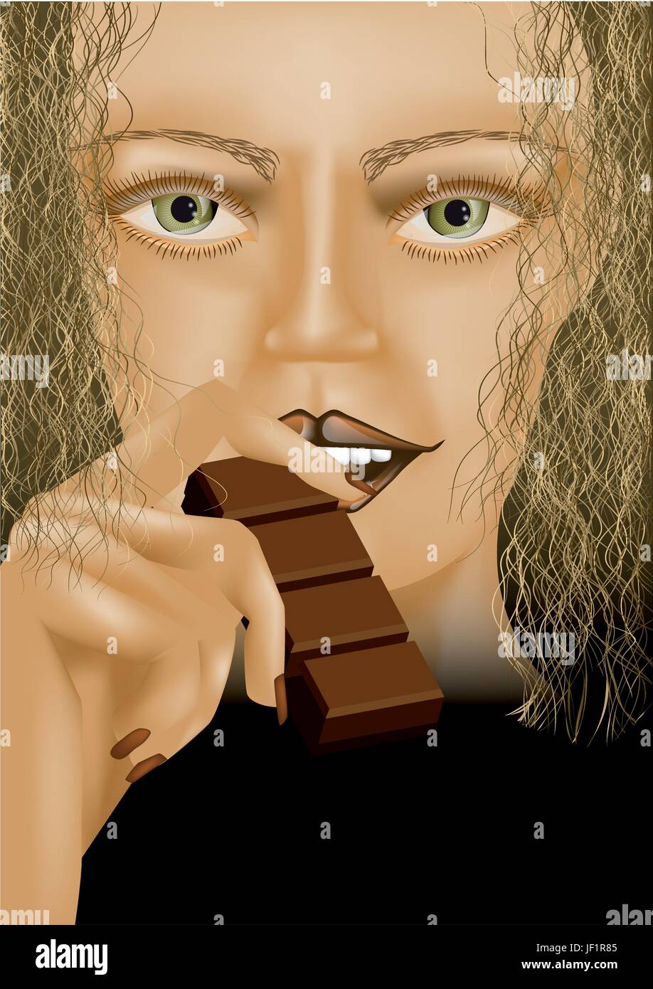 food, aliment, sweet, female, mouth, teeth, face, refreshment, lips ...