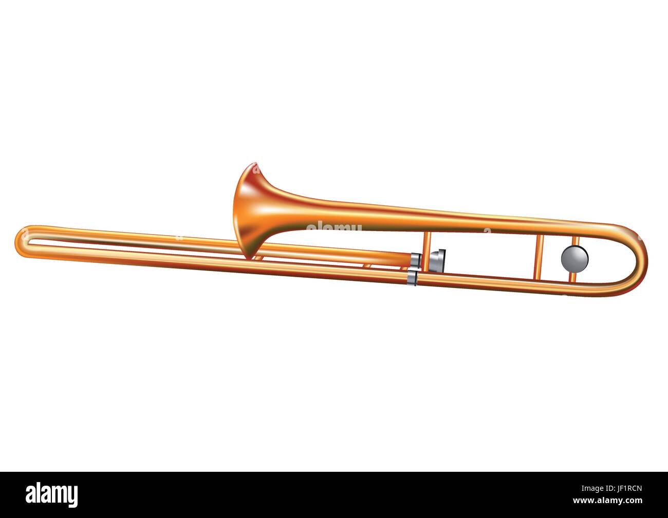 single, music, isolated, musical, illustration, brass, trombone, vector ...
