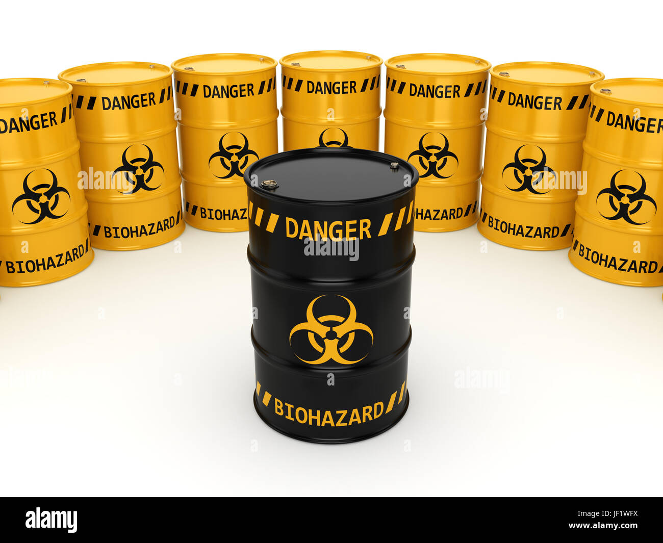 3D rendering biohazard barrels Stock Photo - Alamy