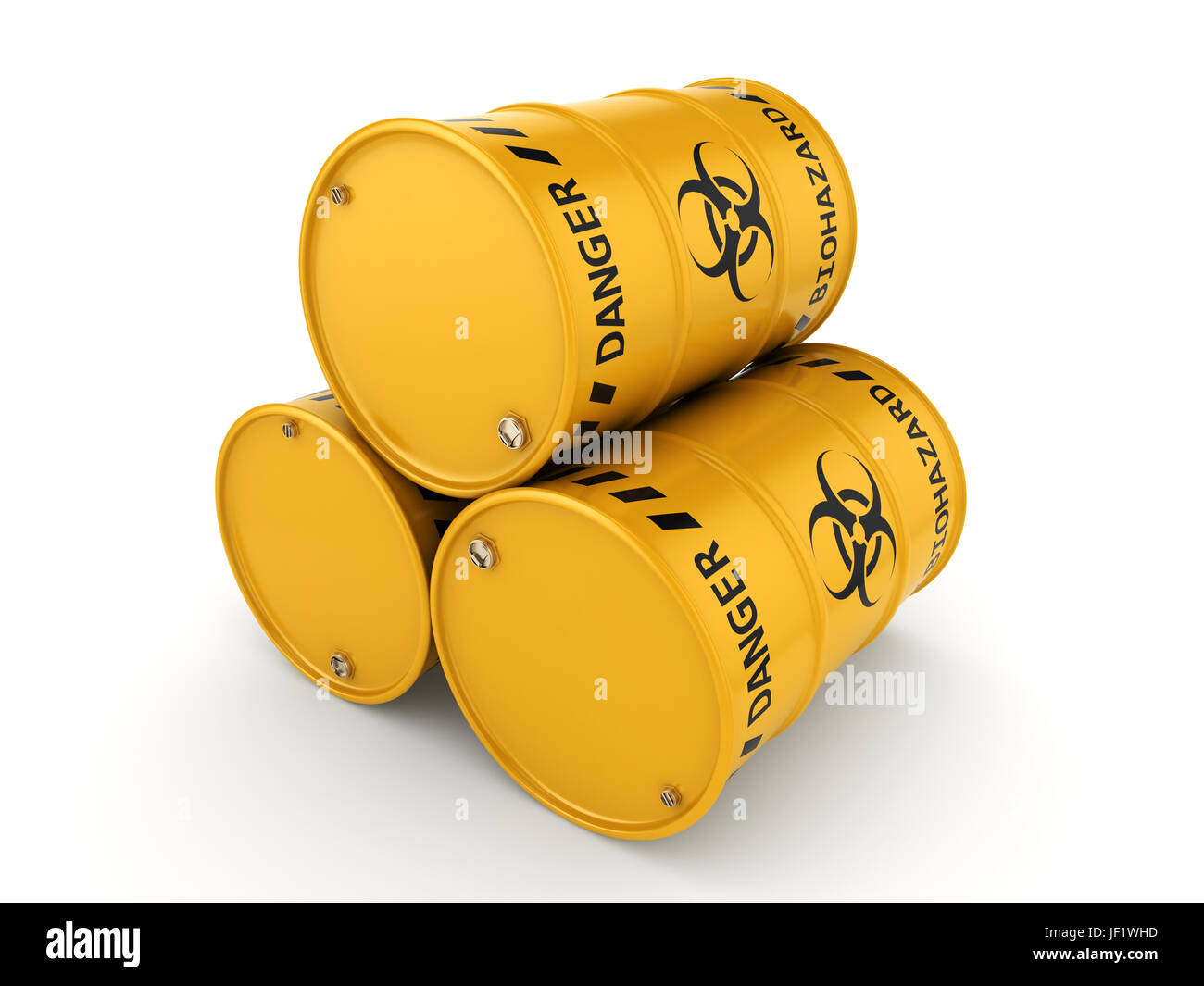 3D rendering biohazard barrels Stock Photo - Alamy