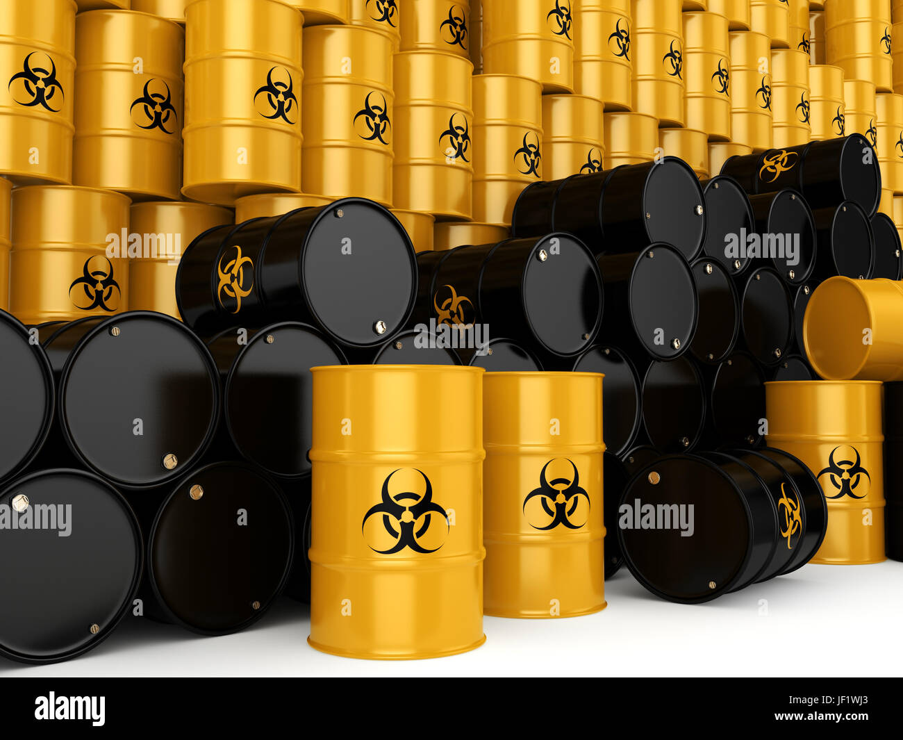 3D rendering biohazard barrels Stock Photo - Alamy