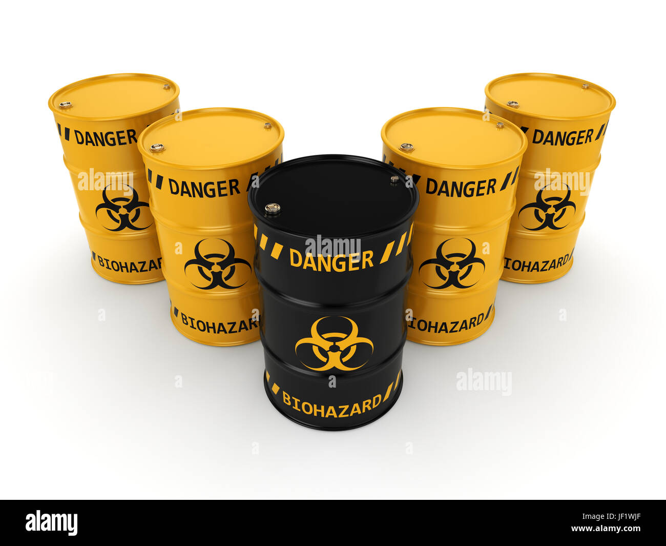 3D rendering biohazard barrels Stock Photo - Alamy