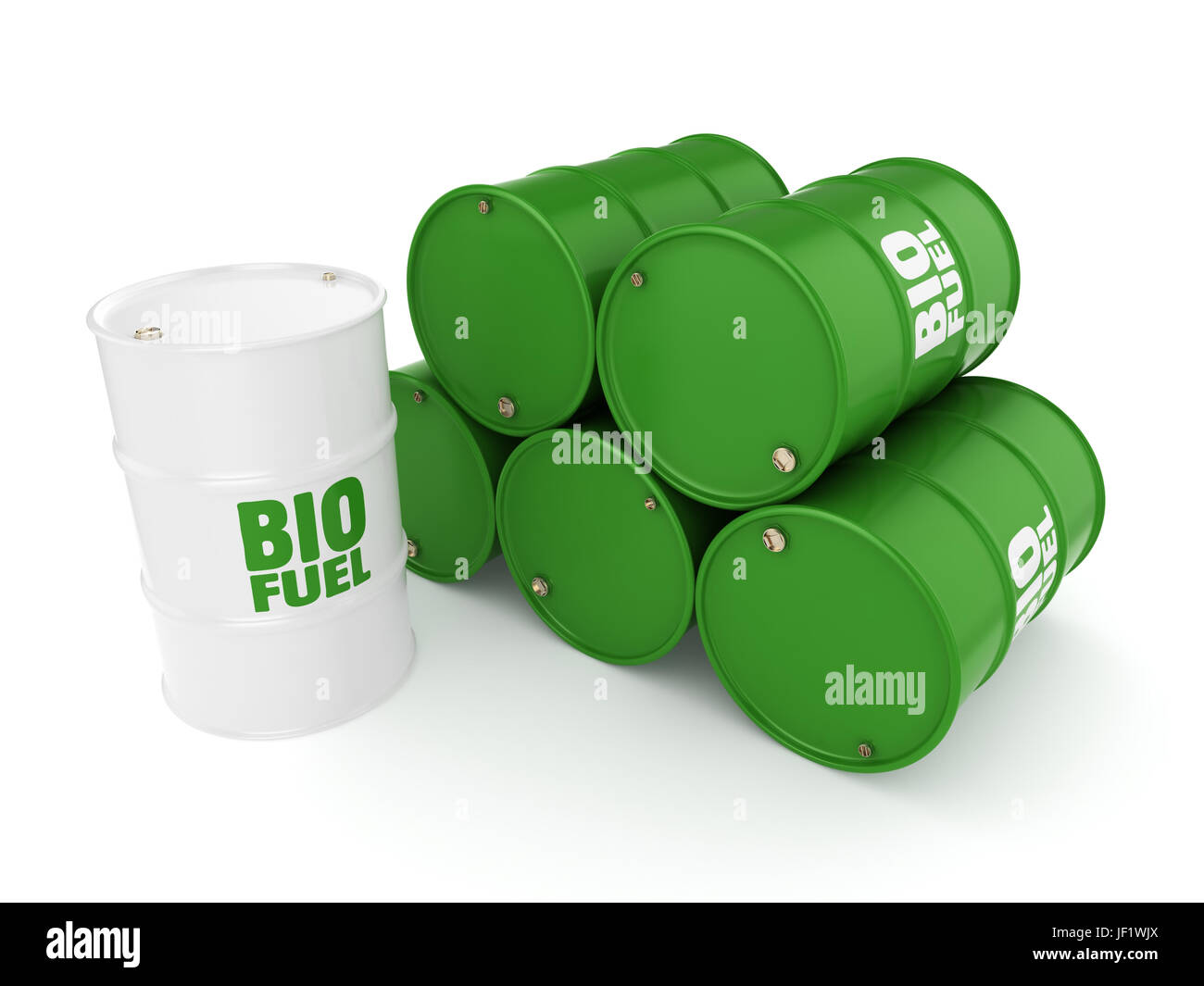 3D rendering barrels of biofuels Stock Photo - Alamy