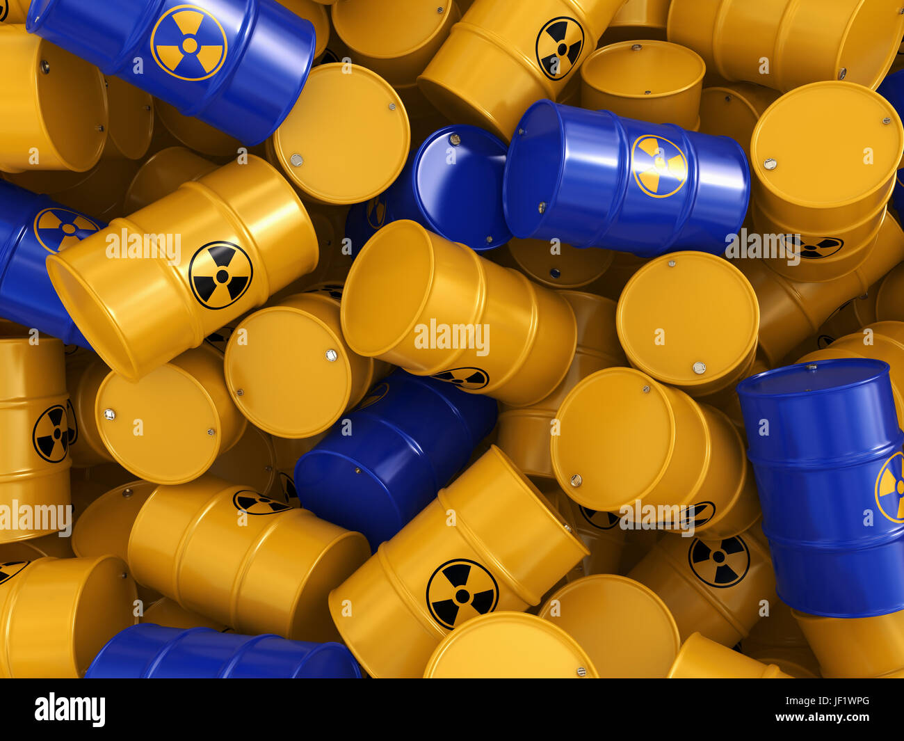 3D rendering radioactive barrels Stock Photo - Alamy