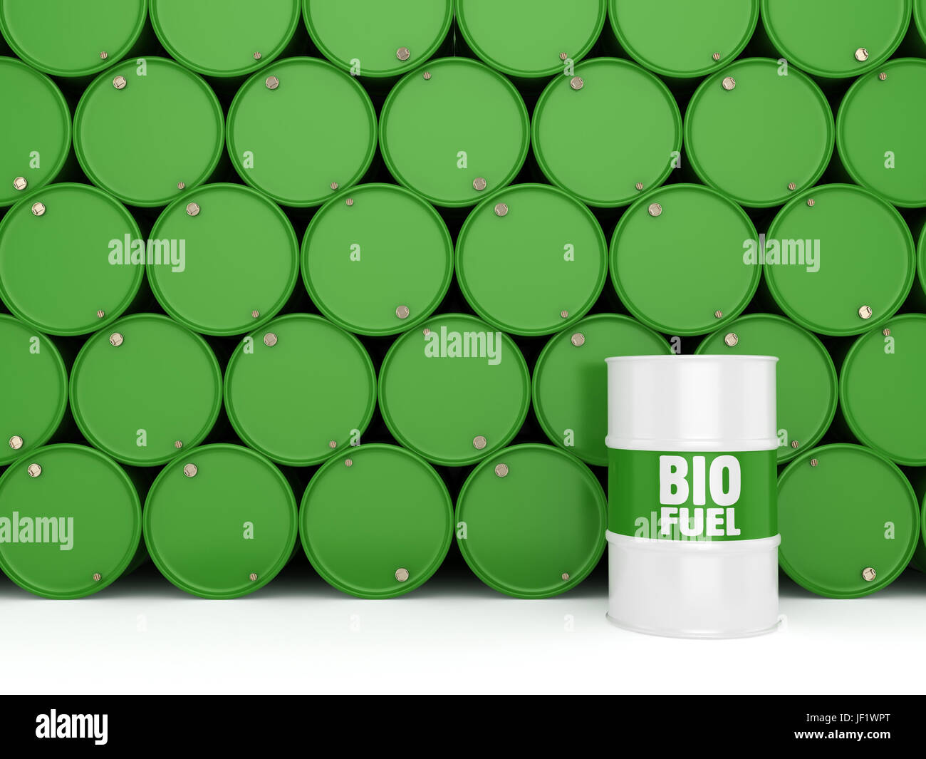3D rendering barrels of biofuels Stock Photo - Alamy