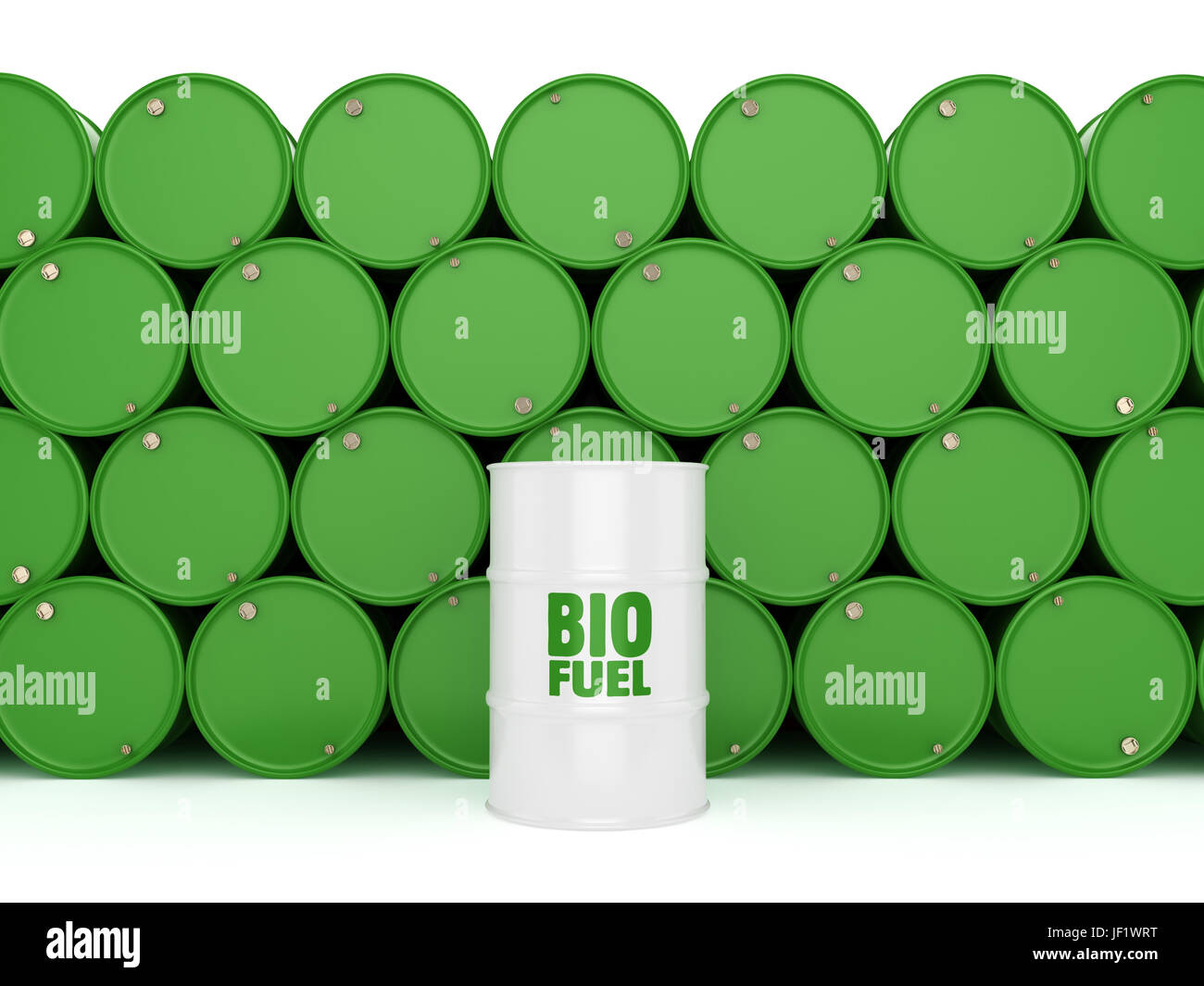 3D rendering barrels of biofuels Stock Photo - Alamy