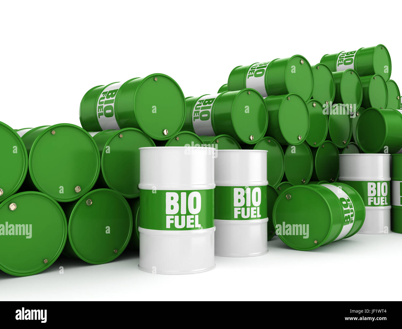 3D rendering barrels of biofuels Stock Photo - Alamy