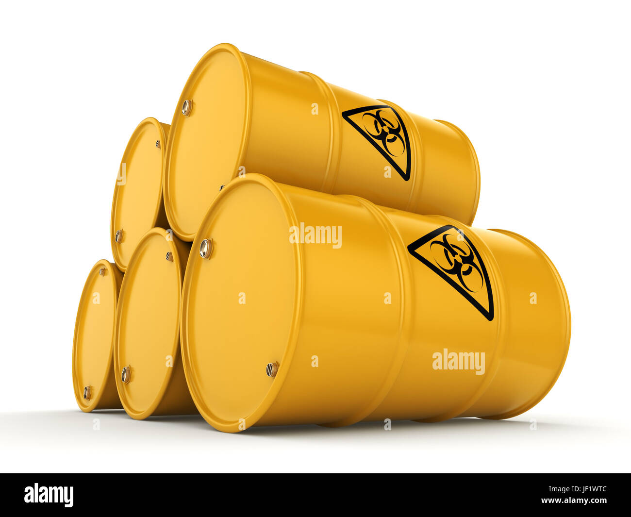 3D rendering biohazard barrels Stock Photo - Alamy