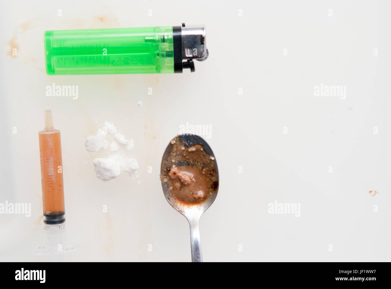drugs and substance abuse, cooked heroin and syringe Stock Photo - Alamy