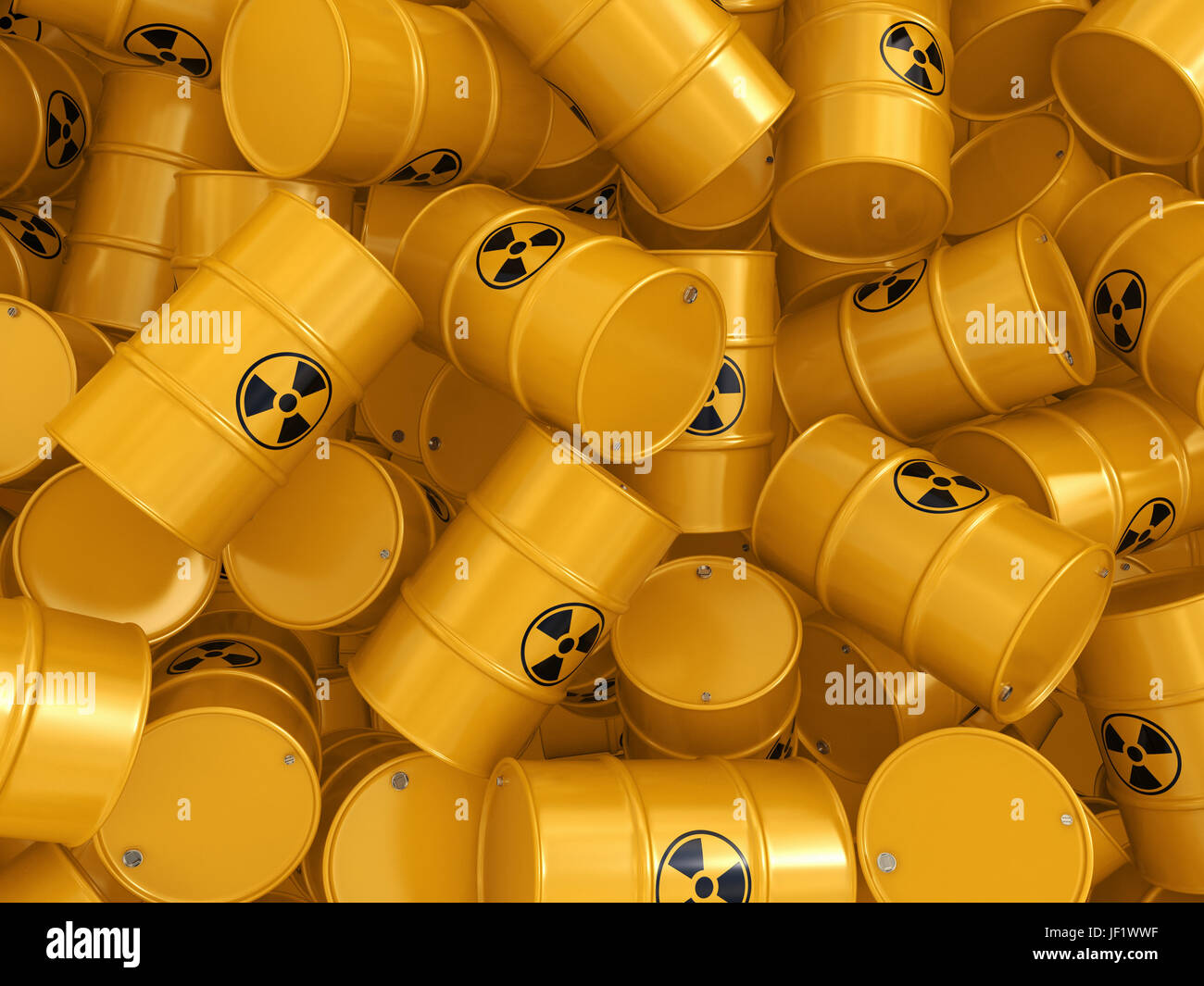 3D rendering radioactive barrels Stock Photo - Alamy