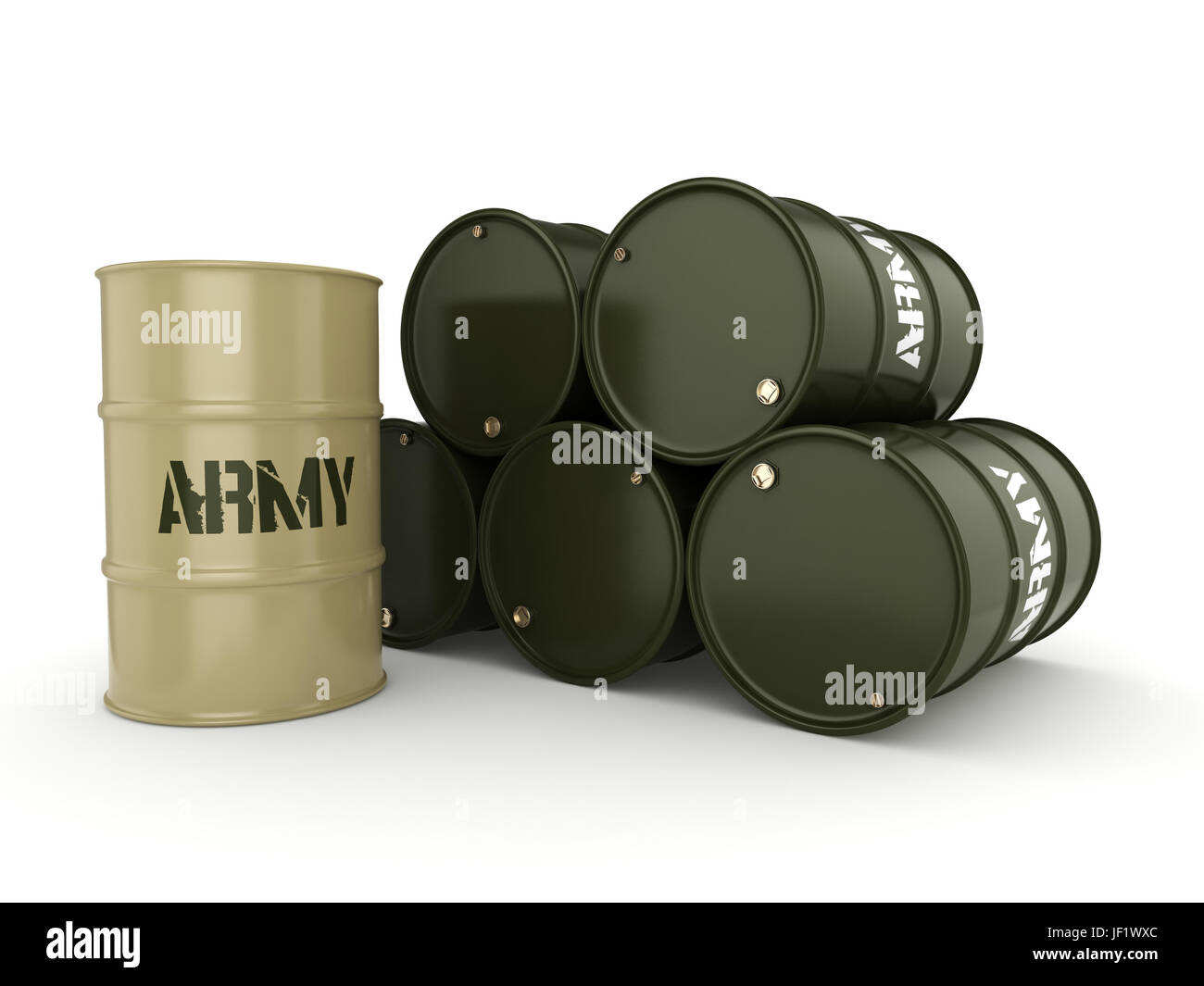 3D rendering army barrels Stock Photo - Alamy