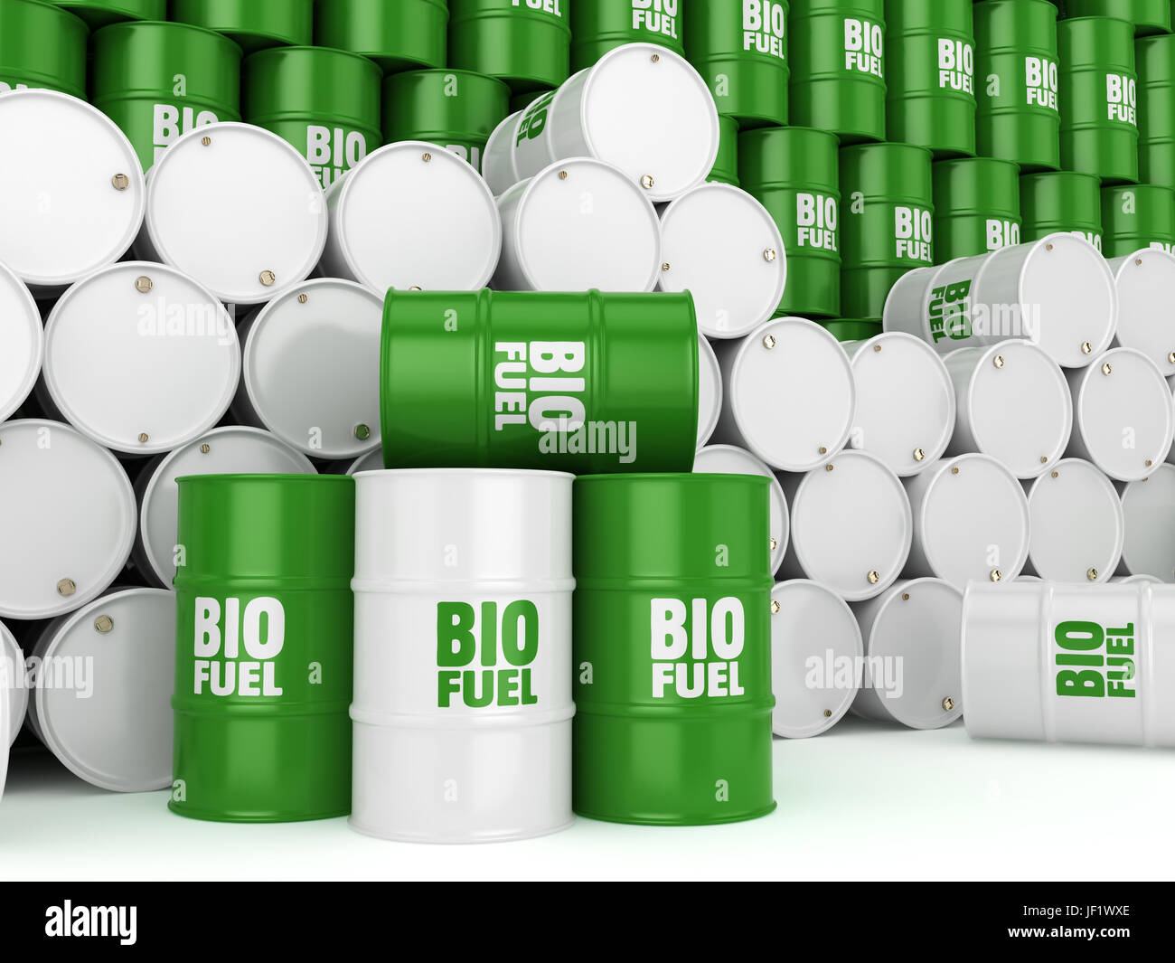 3D rendering barrels of biofuels Stock Photo - Alamy