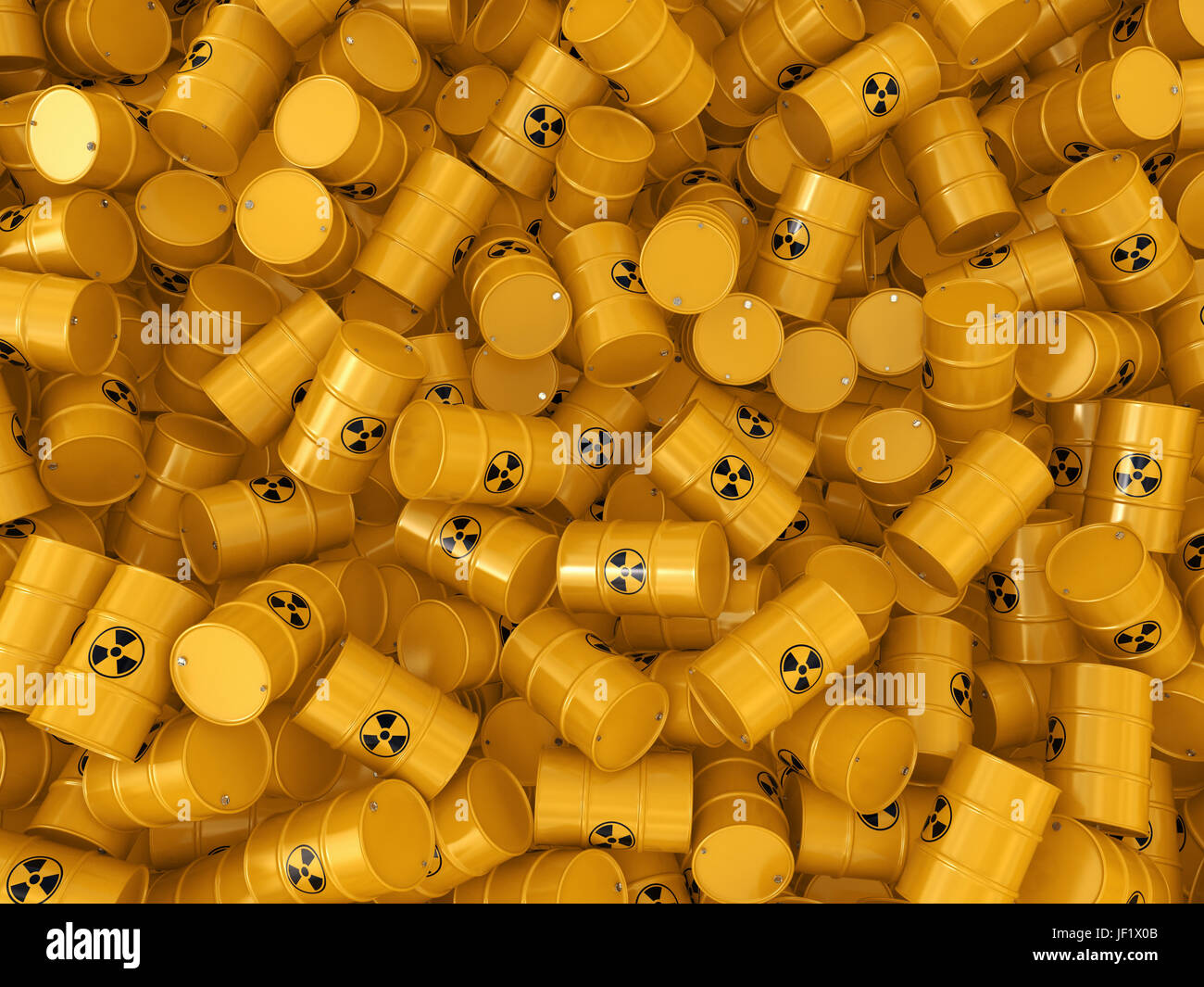 3D rendering radioactive barrels Stock Photo - Alamy