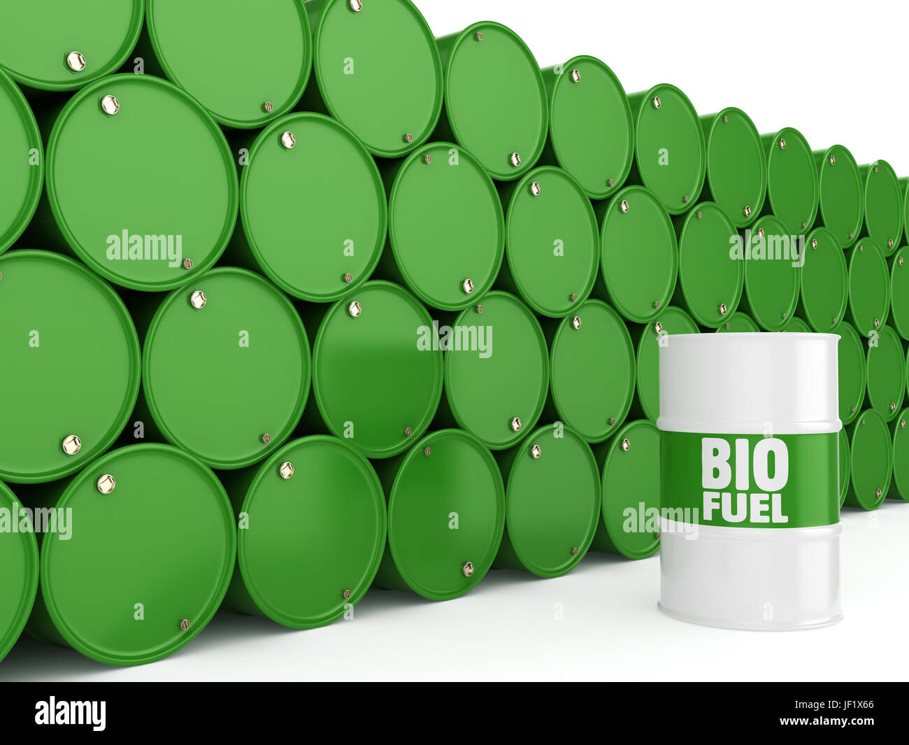 3D rendering barrels of biofuels Stock Photo - Alamy