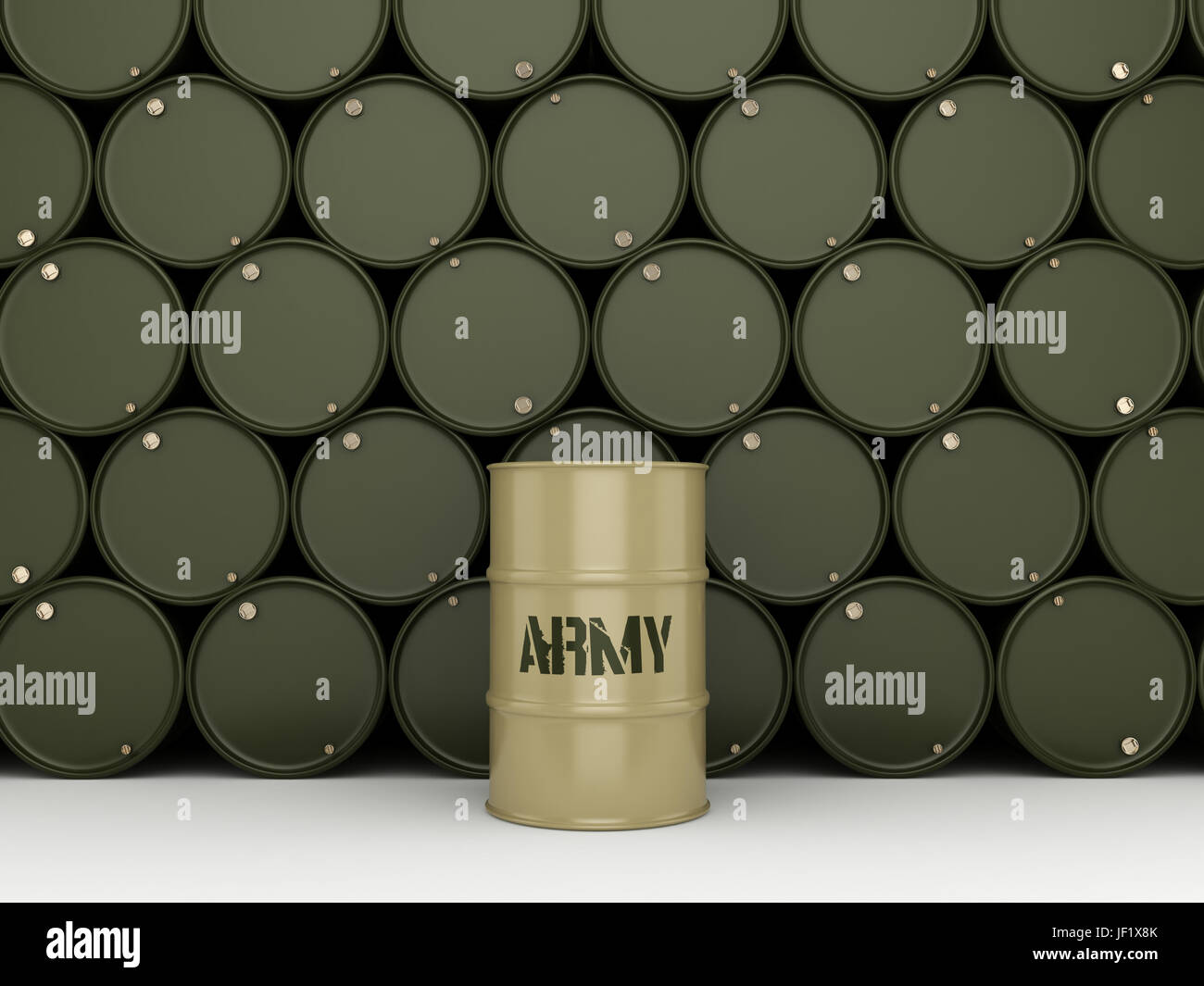 3D rendering army barrels Stock Photo - Alamy