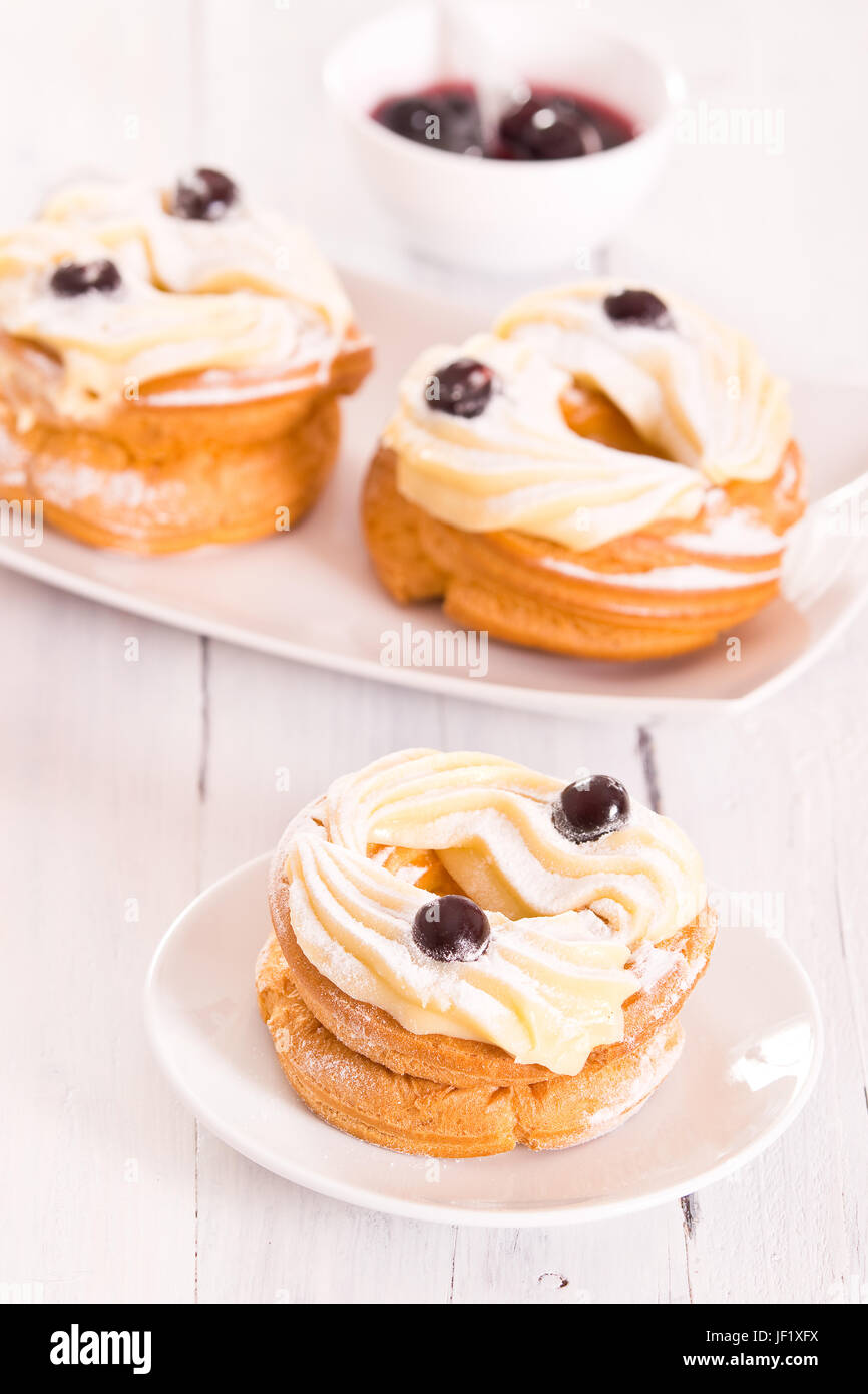 Zeppole with pastry cream Stock Photo - Alamy