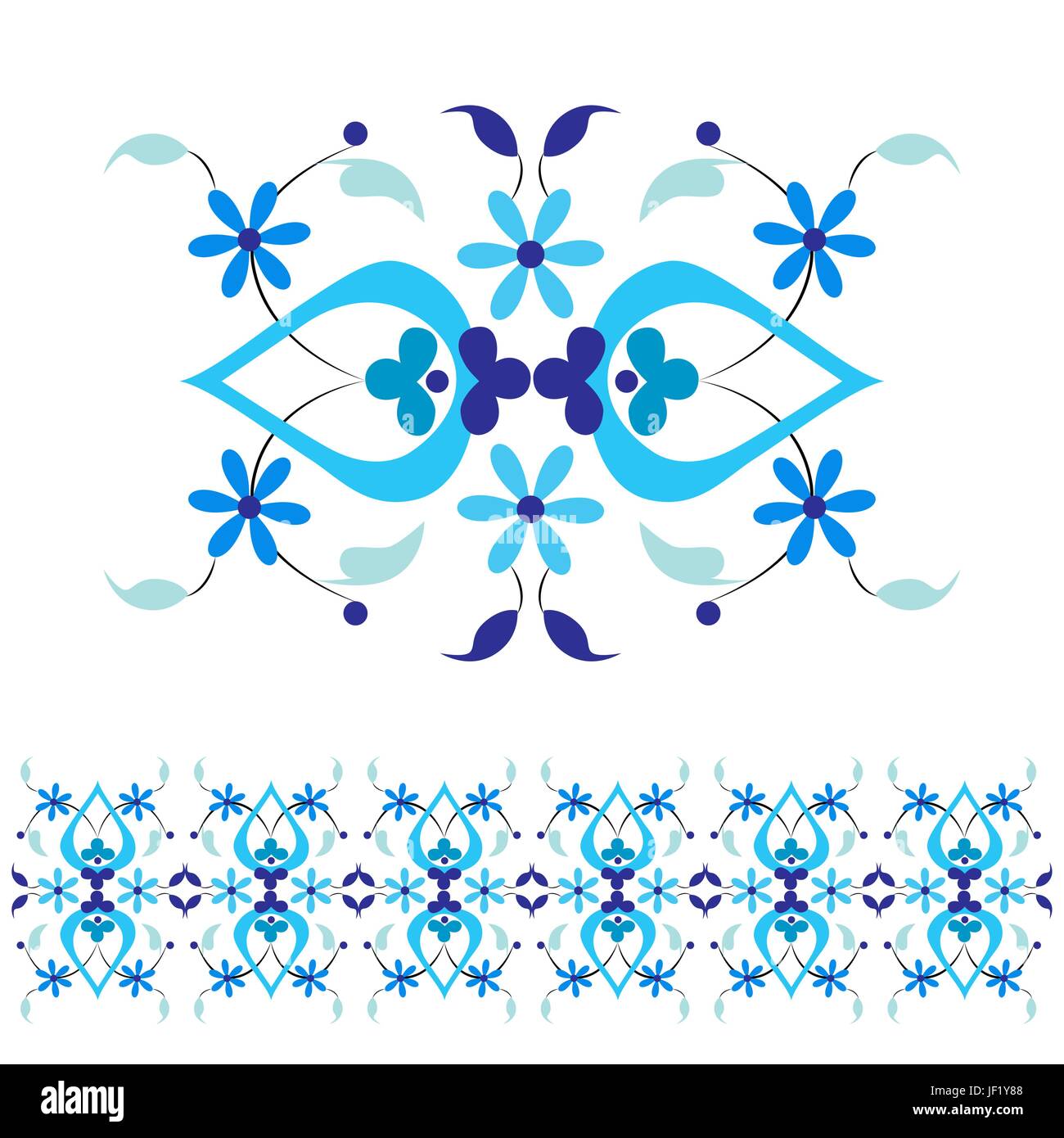 blue, antique, pattern, oriental, frame, framework, border, design ...