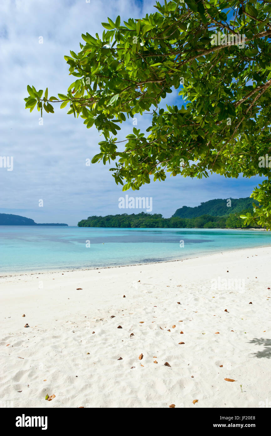 Turquoise water and white sand at the Champagne beach, Island of ...